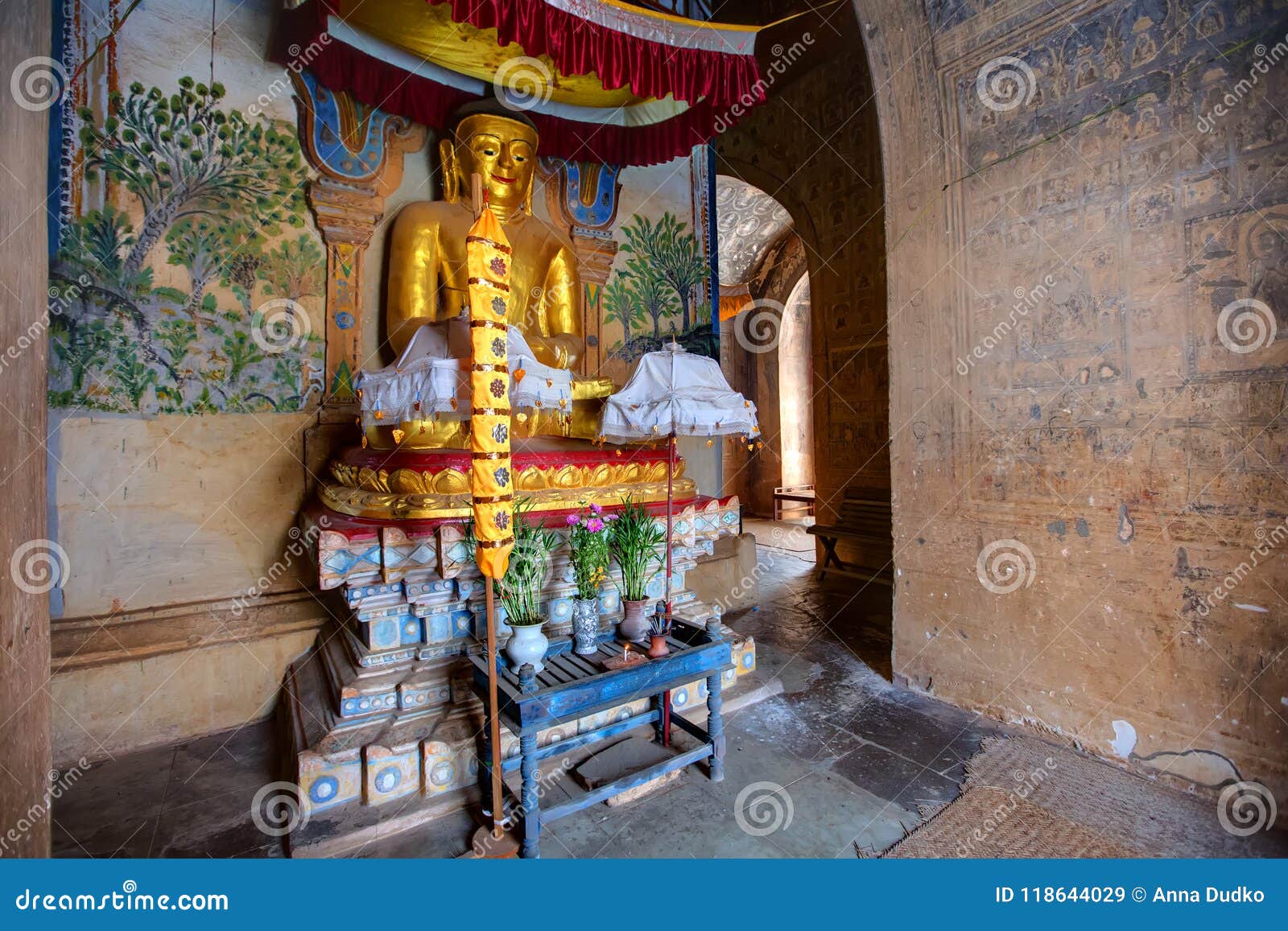 Inside the Temple, Bagan, Myanmar Stock Image - Image of worship ...