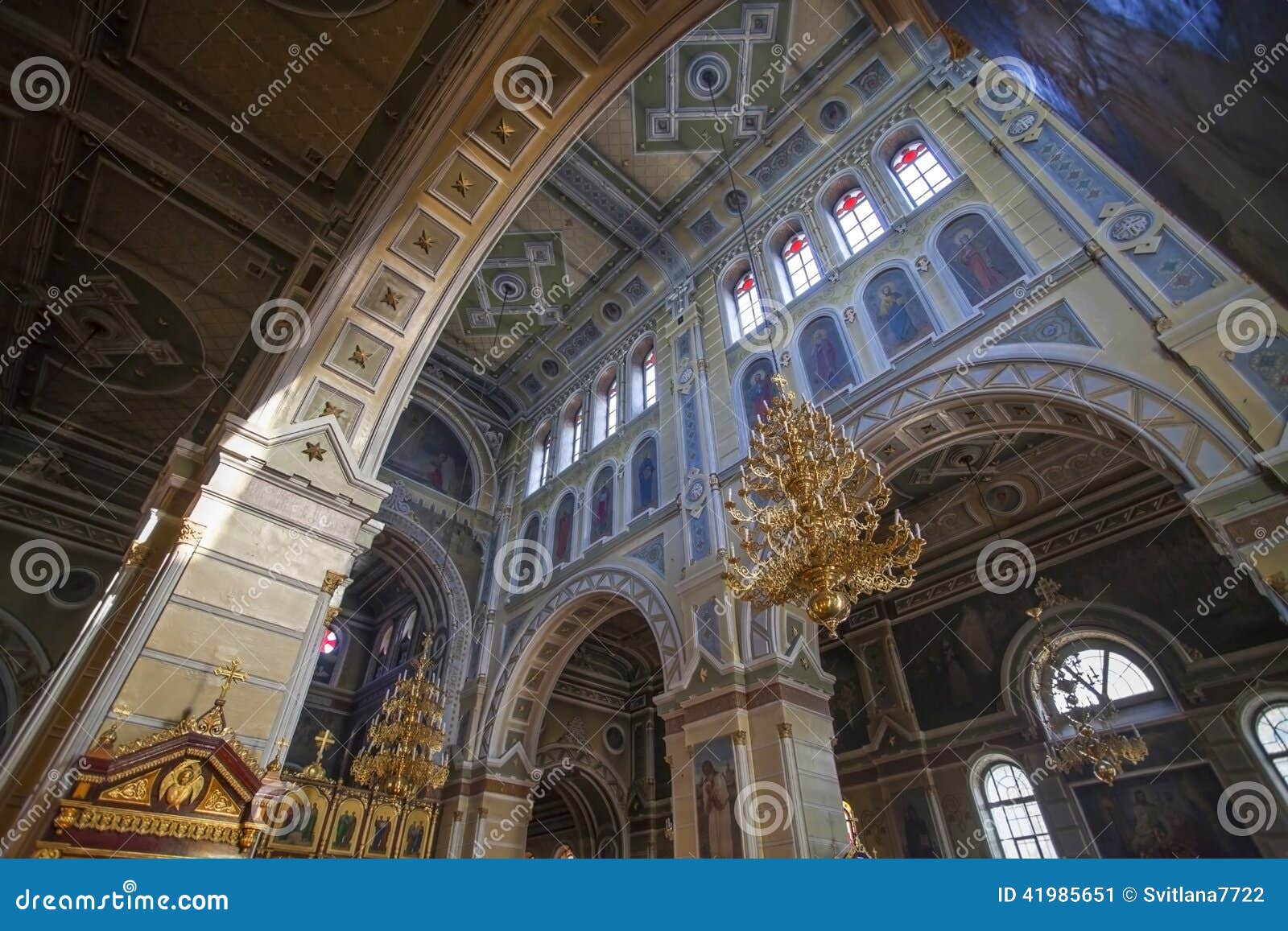 Inside of temple. stock image. Image of chandelier, pattern - 41985651