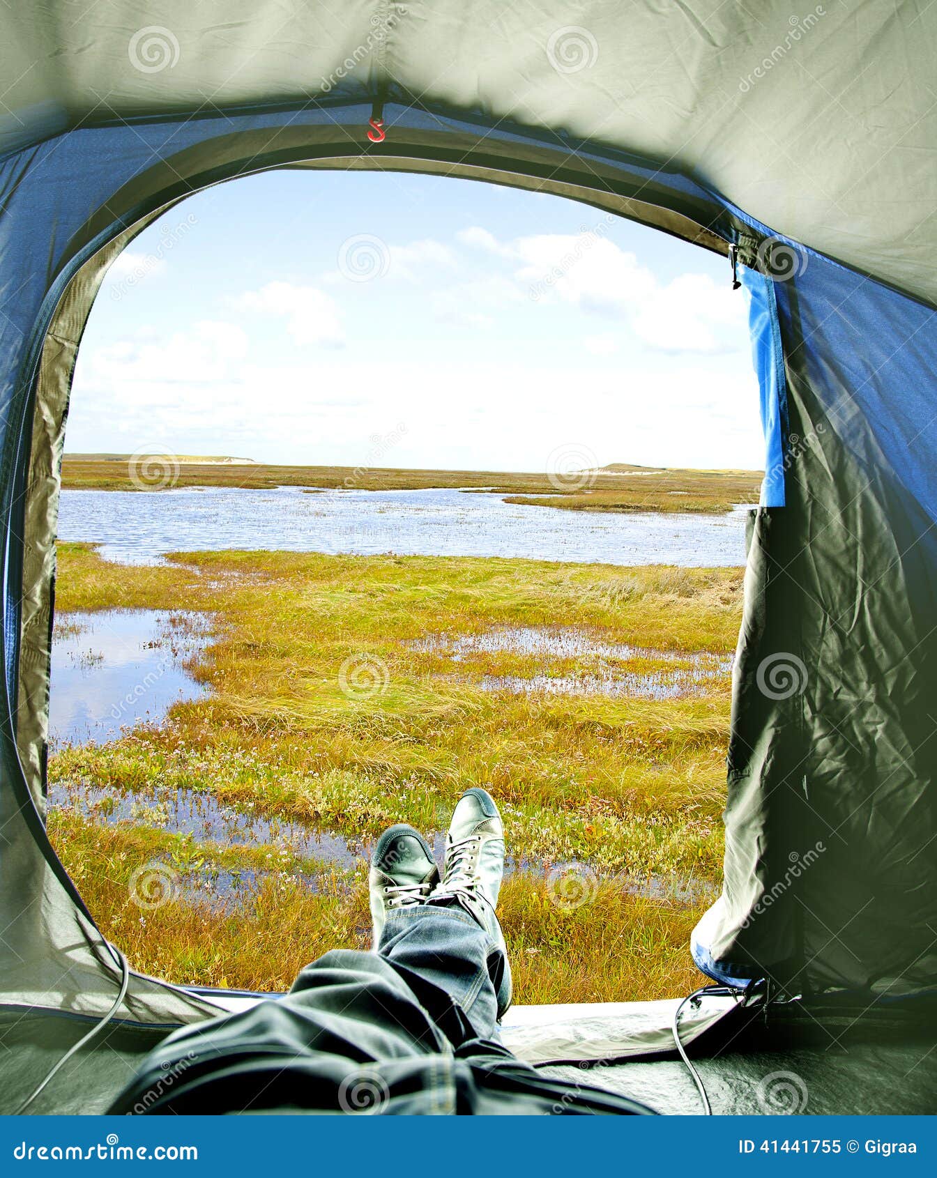 Inside of Tent with View on Lake Stock Image - Image of backpacking ...