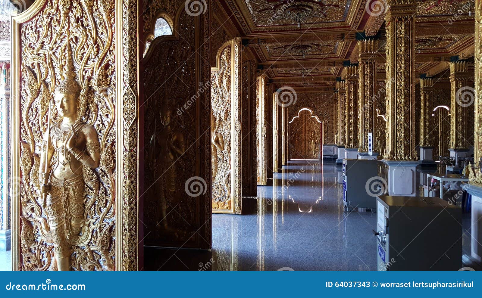 Inside thai temple stock image. Image of inside, thai - 64037343