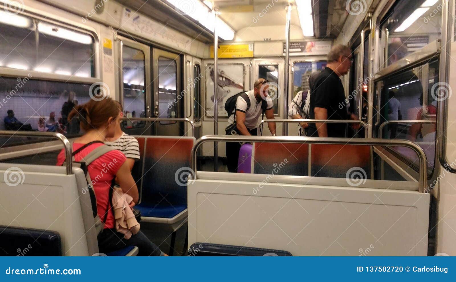 Inside a Train in the Paris Metro Editorial Image - Image of train ...