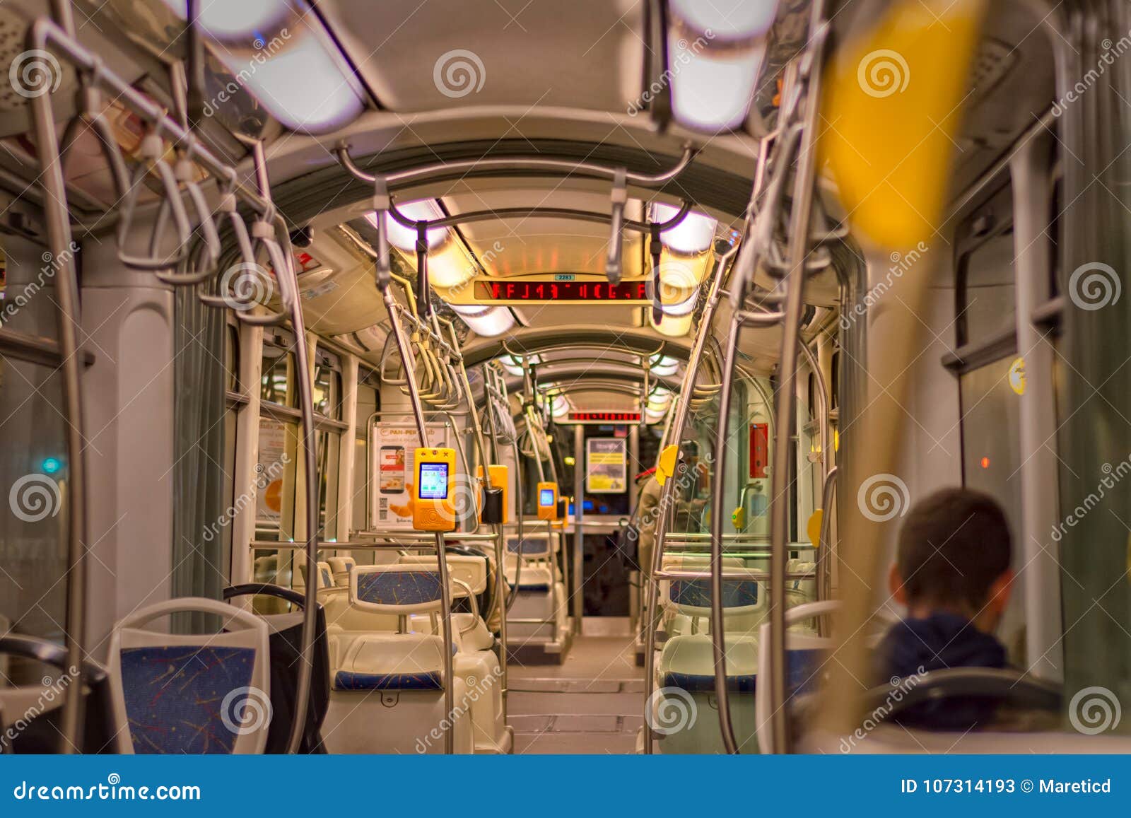 Inside the tram editorial stock photo. Image of grey - 107314193
