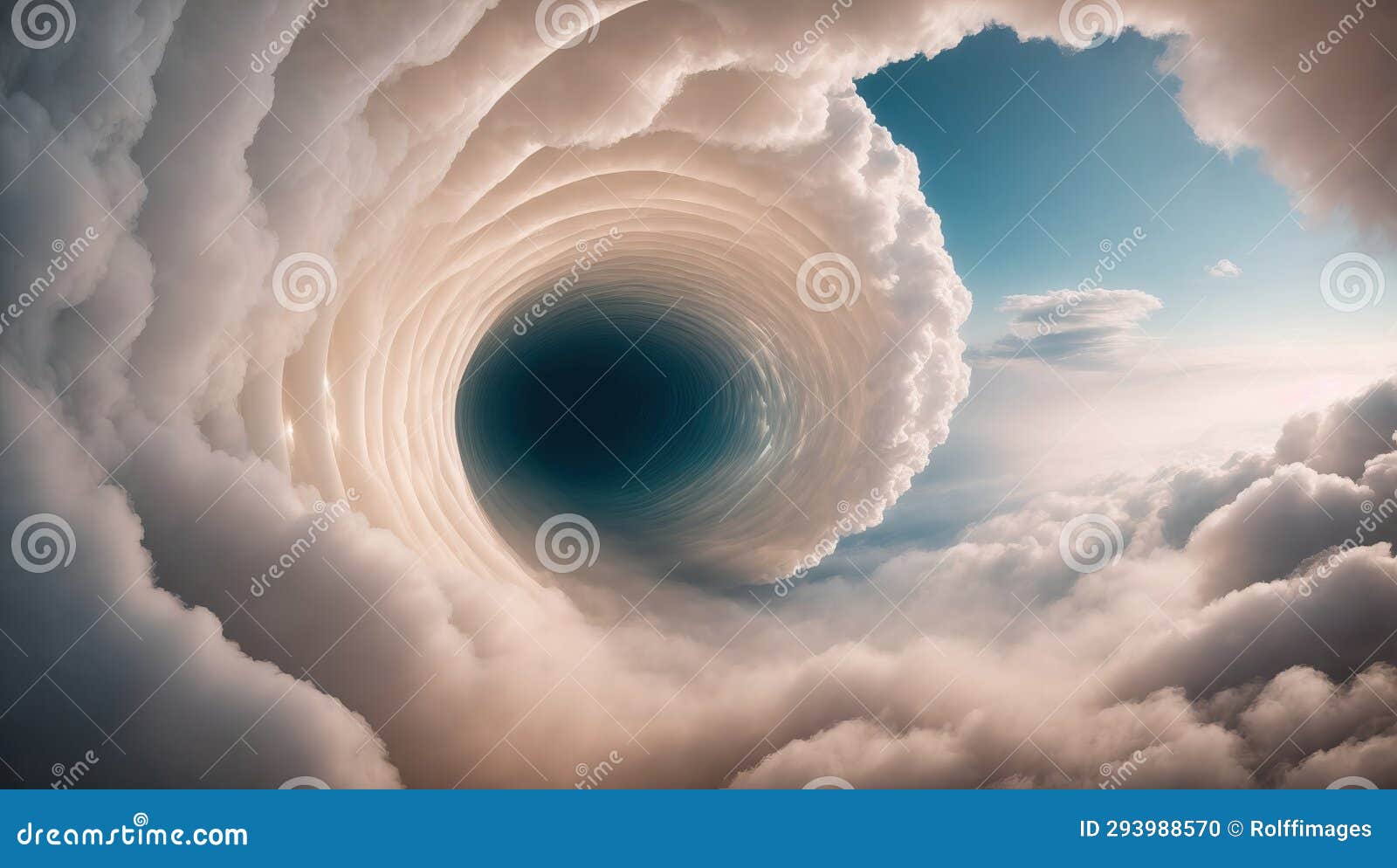 Inside a tunnel of clouds stock illustration. Illustration of ...