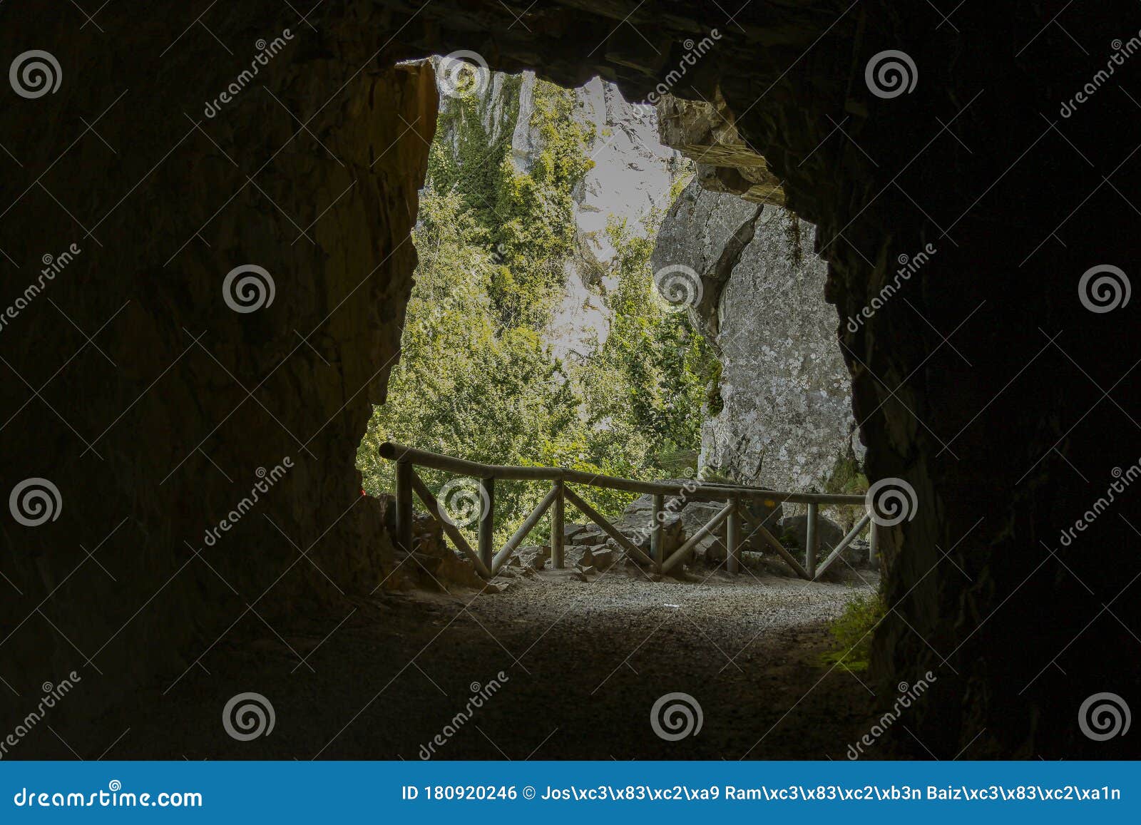 Inside of a Tunnel Dug into the Rocks with a Pathway Passing through it ...