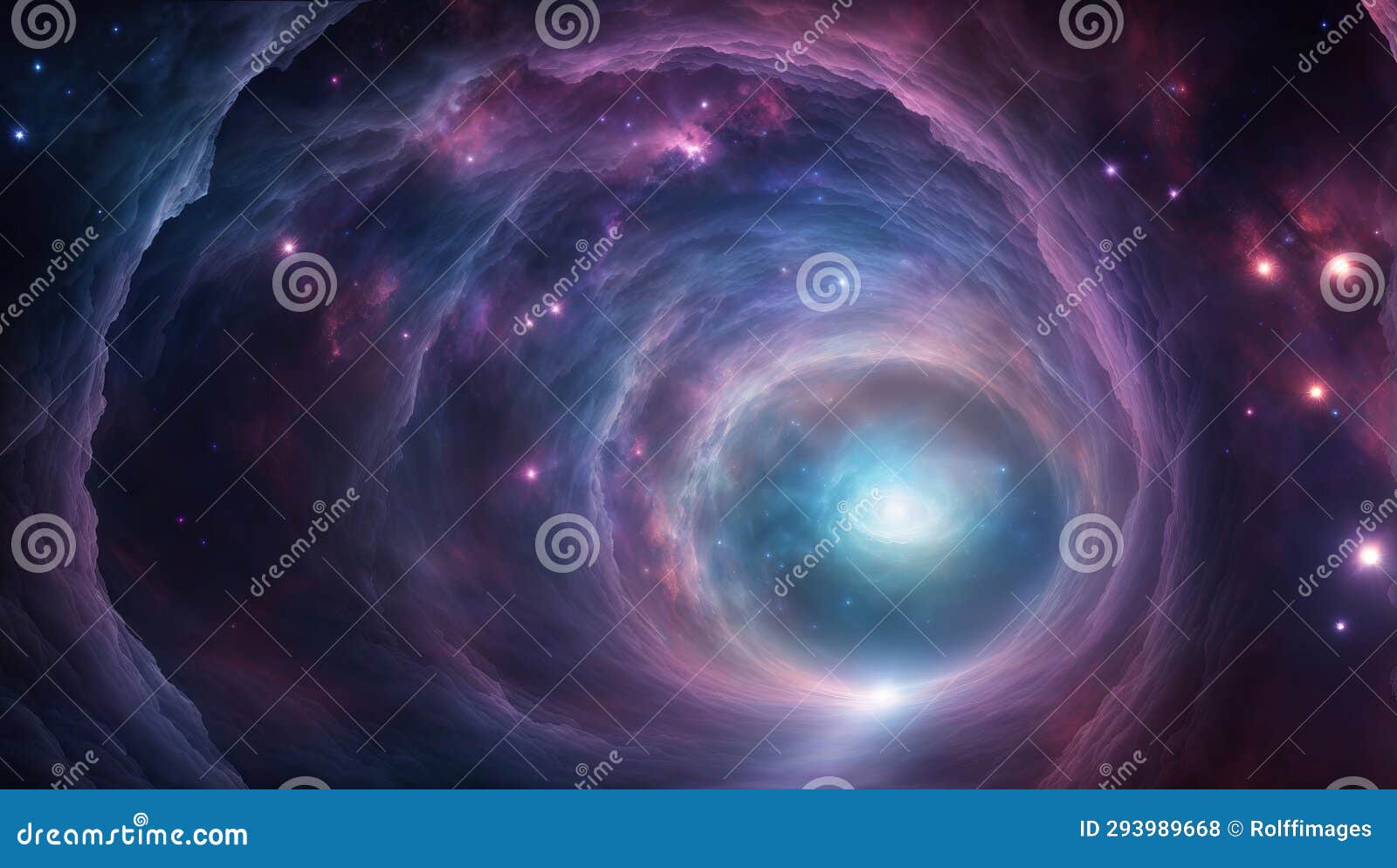 Inside a Tunnel. Nebula and Stars in Deep Space Stock Illustration ...