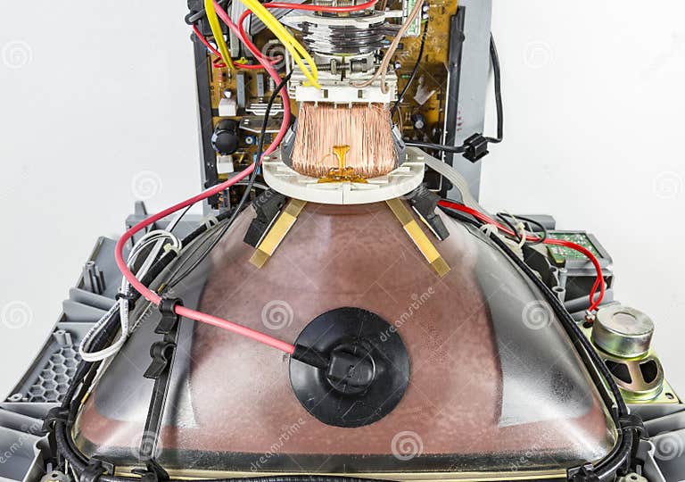 Inside of a TV Set, CRT, Deflection Coil and Yoke, EHT Cable, Speaker ...