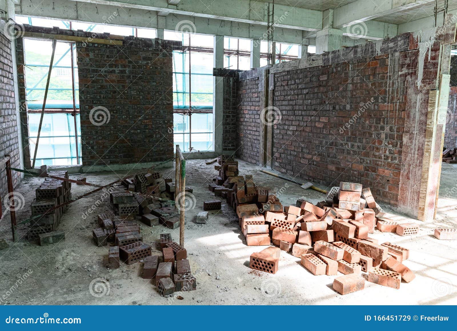 Inside of an Unfinished Building with Protection Scaffolding and ...