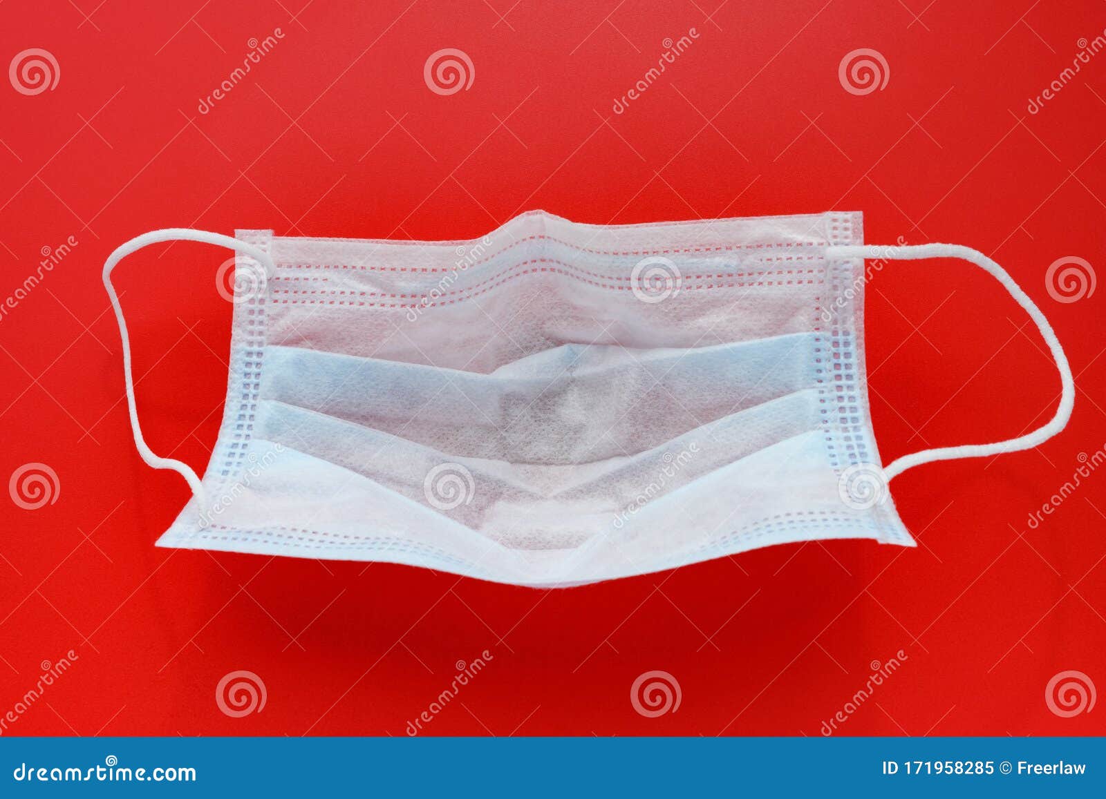 Inside of Used Medical Face Mask on Red Background Stock Image - Image ...
