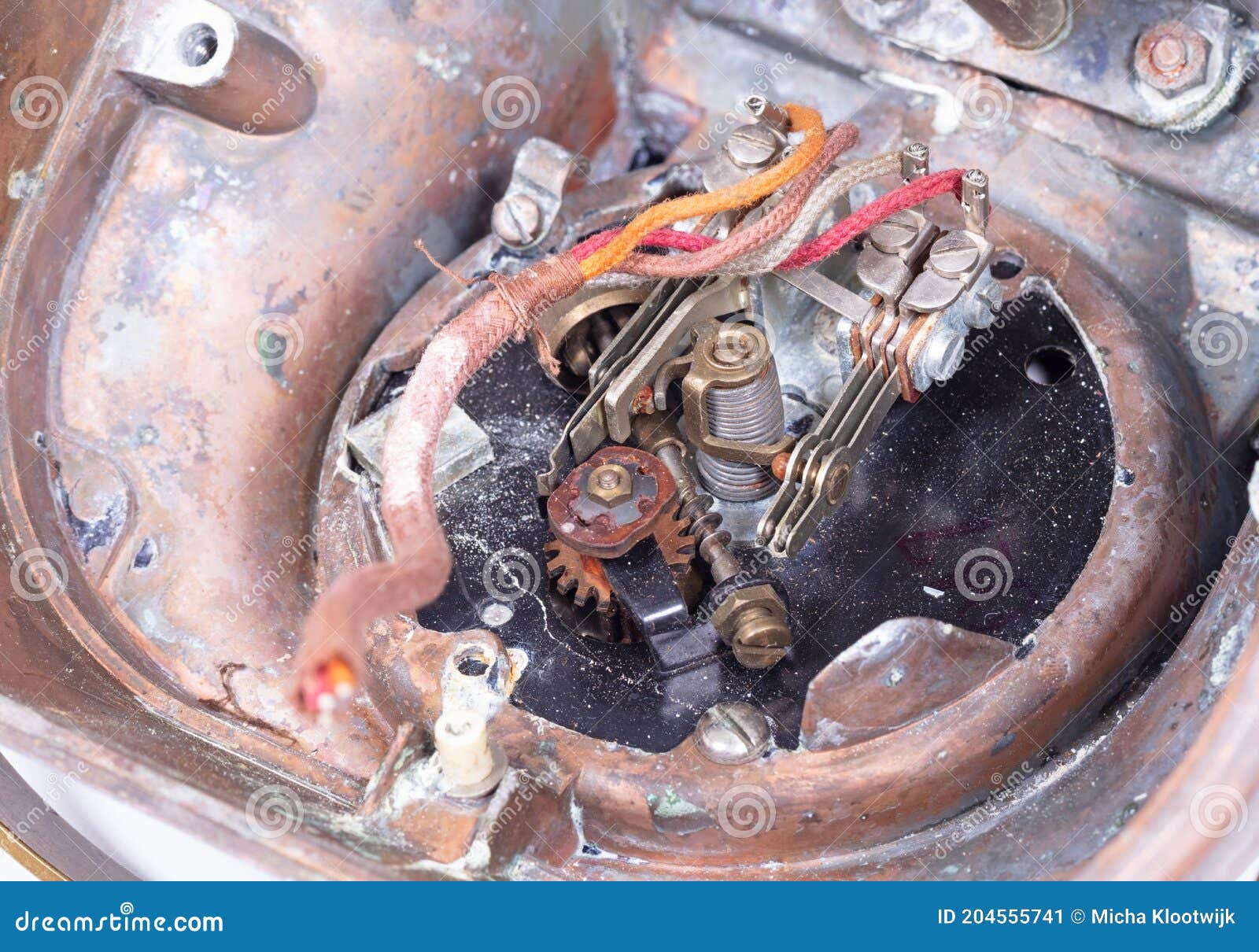 The Inside of a Very Old Telephone 1930`s Stock Image - Image of ...