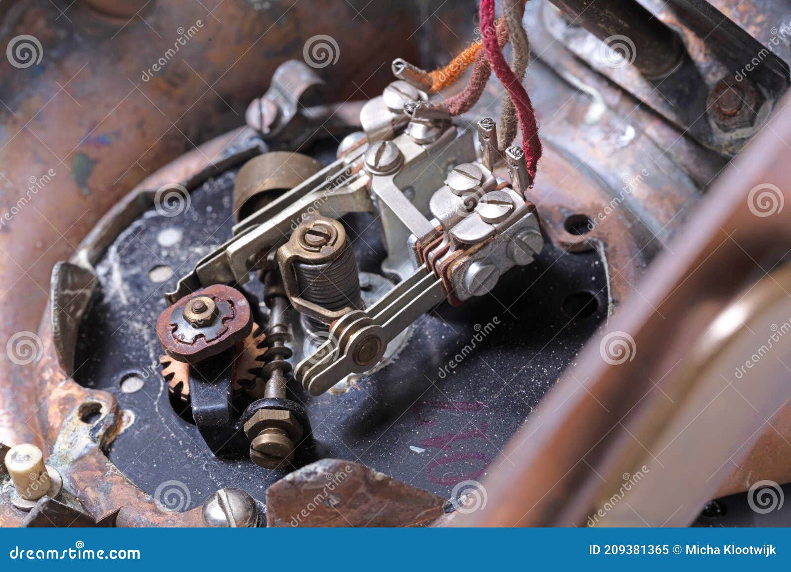 The Inside of a Very Old Telephone 1930`s Stock Image - Image of ...
