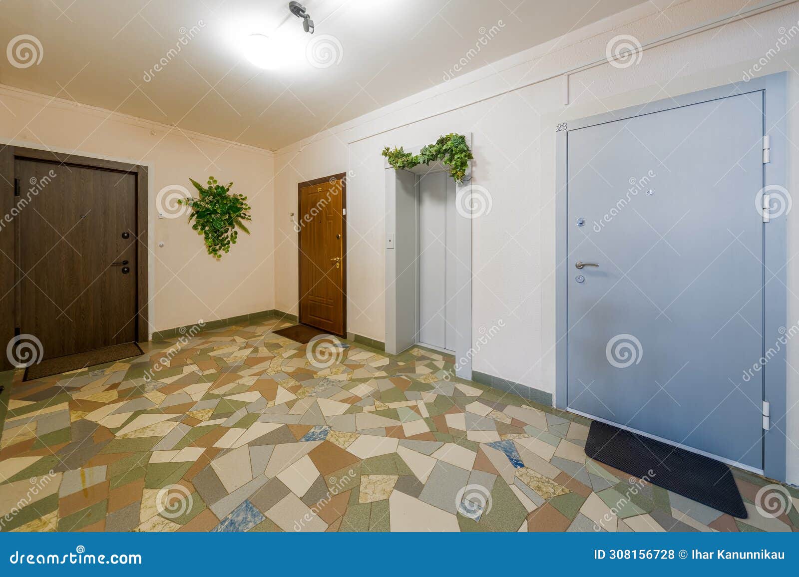 Inside View of an Apartment Building Entrance Stock Photo - Image of ...