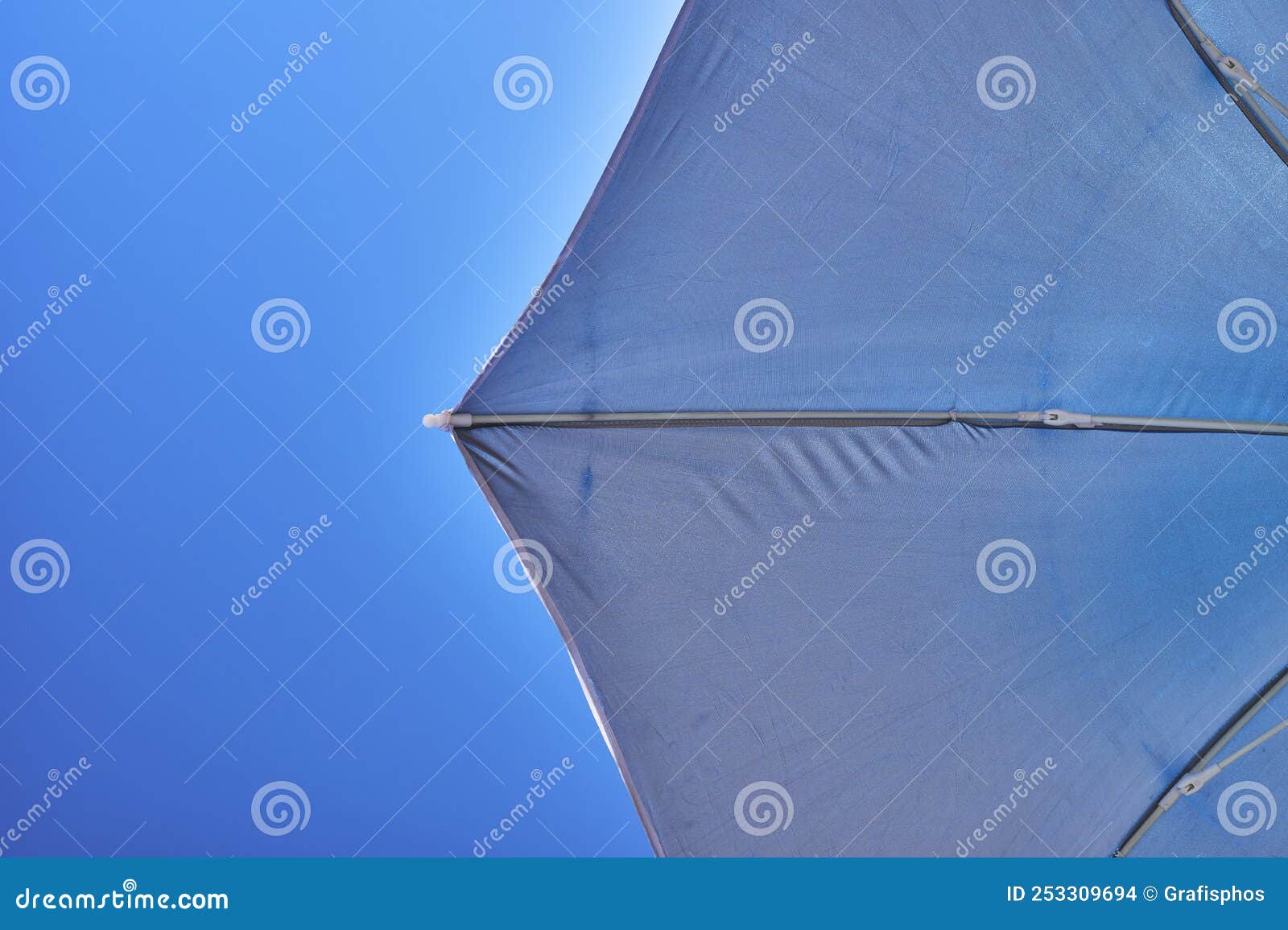 Inside View of a Beach Umbrella with Blue Sky in the Background Stock ...