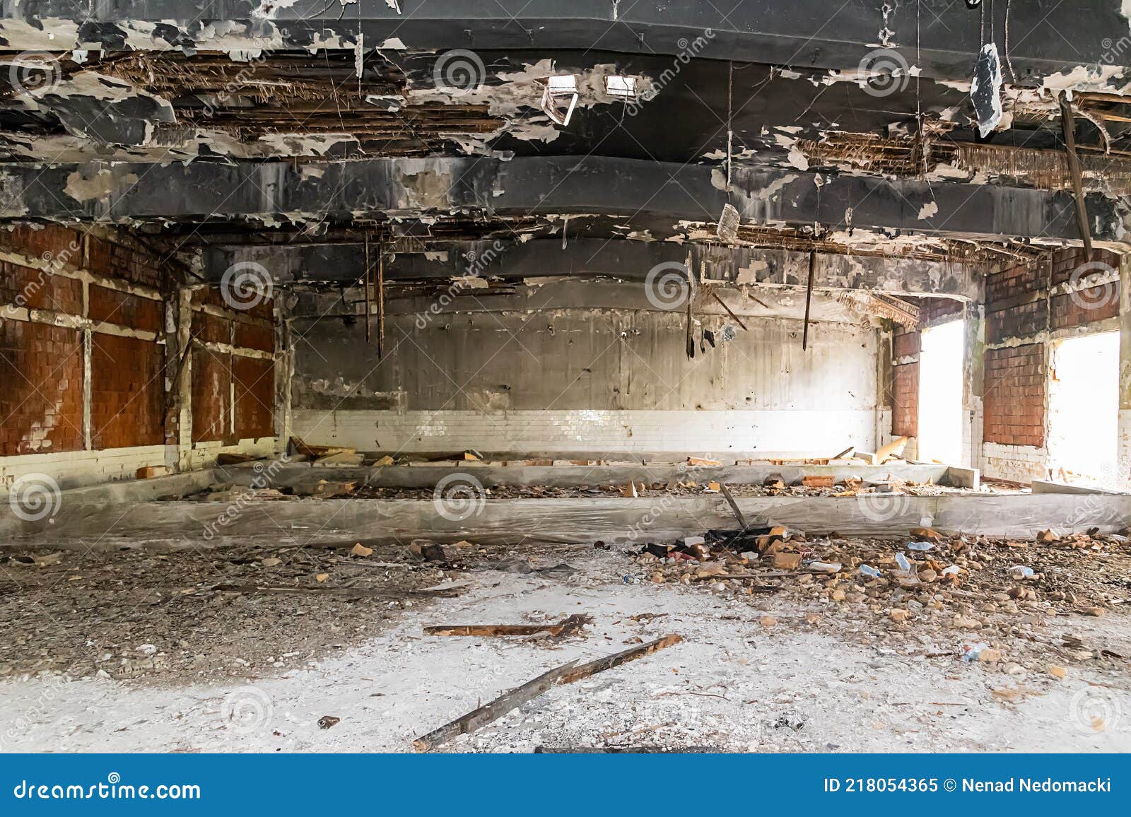 Inside View of a Burned Down Building Stock Image - Image of arson ...