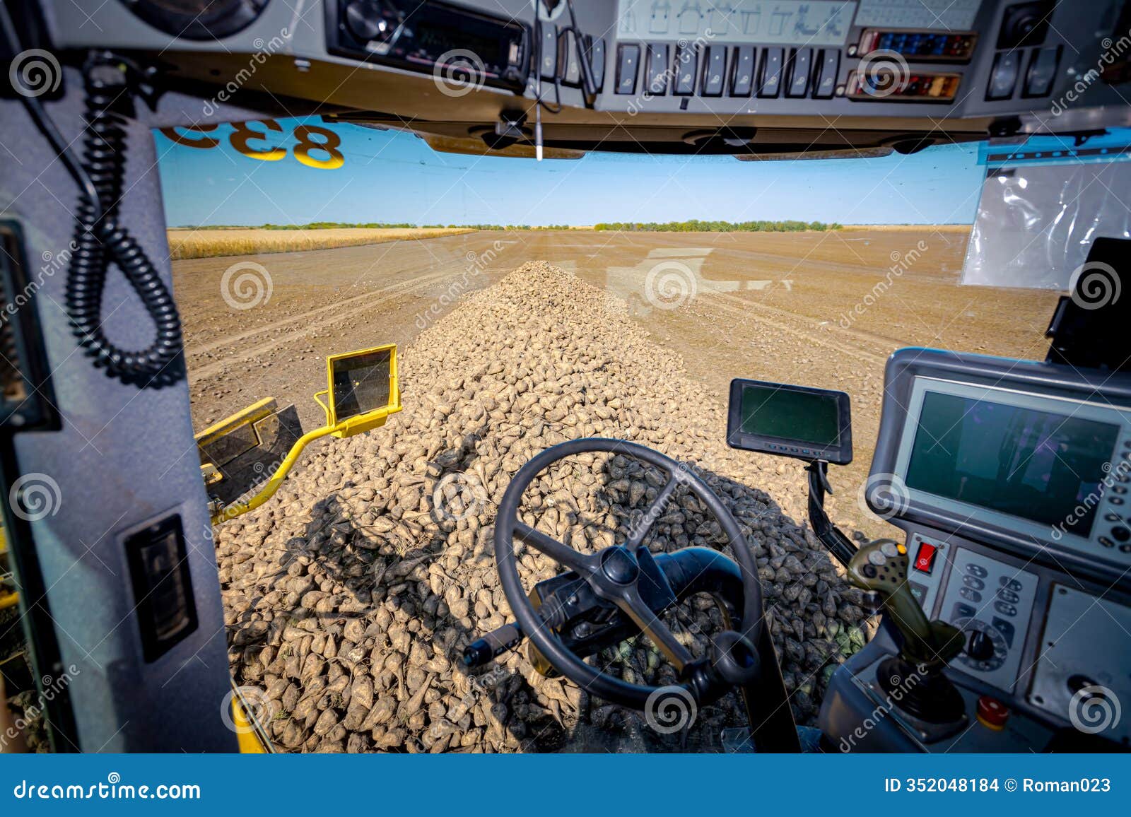 Inside View Cabin of Agricultural Machine, Beet Loader, Control Panel ...