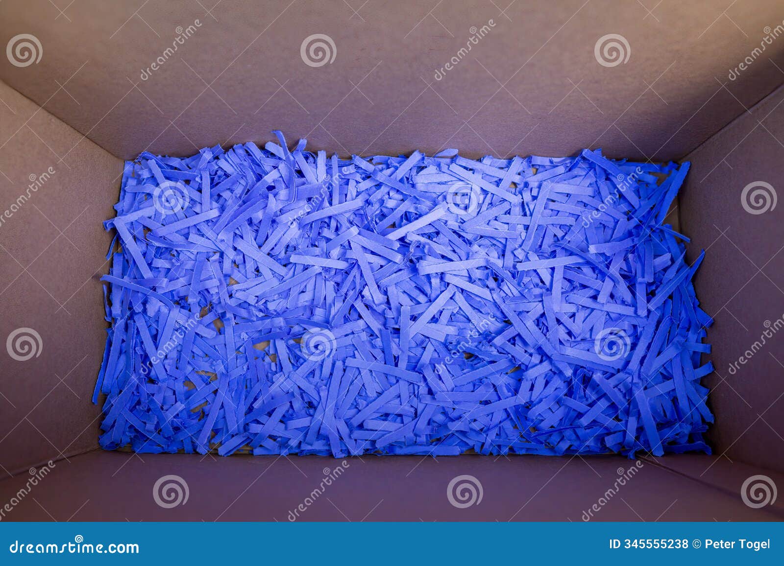 Inside View of a Cardboard Box with Purple Paper Strips Creative ...