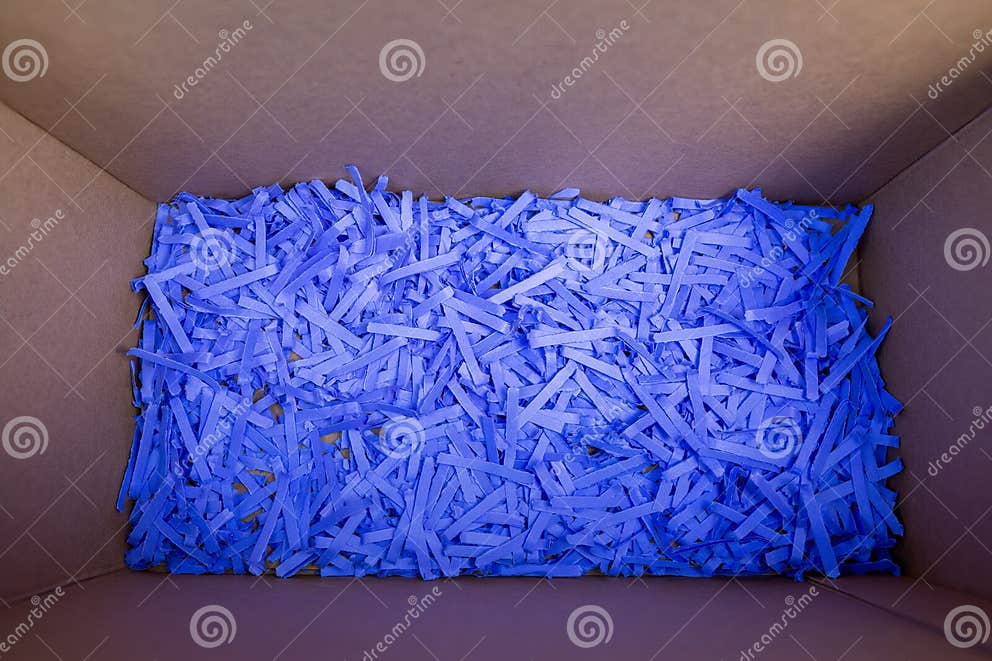 Inside View of a Cardboard Box with Purple Paper Strips Creative ...