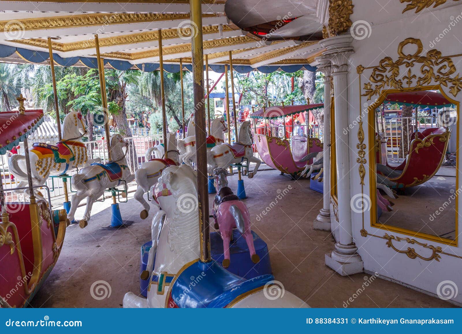 Inside View of Carousel Funfair Ride, Chennai, India, Jan 29 2017 ...