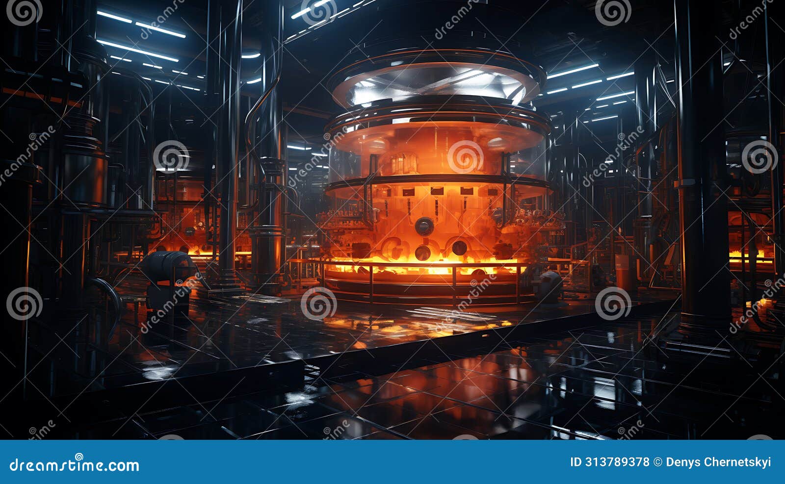 Inside View of a Chemical Reactor in Operation Stock Illustration ...