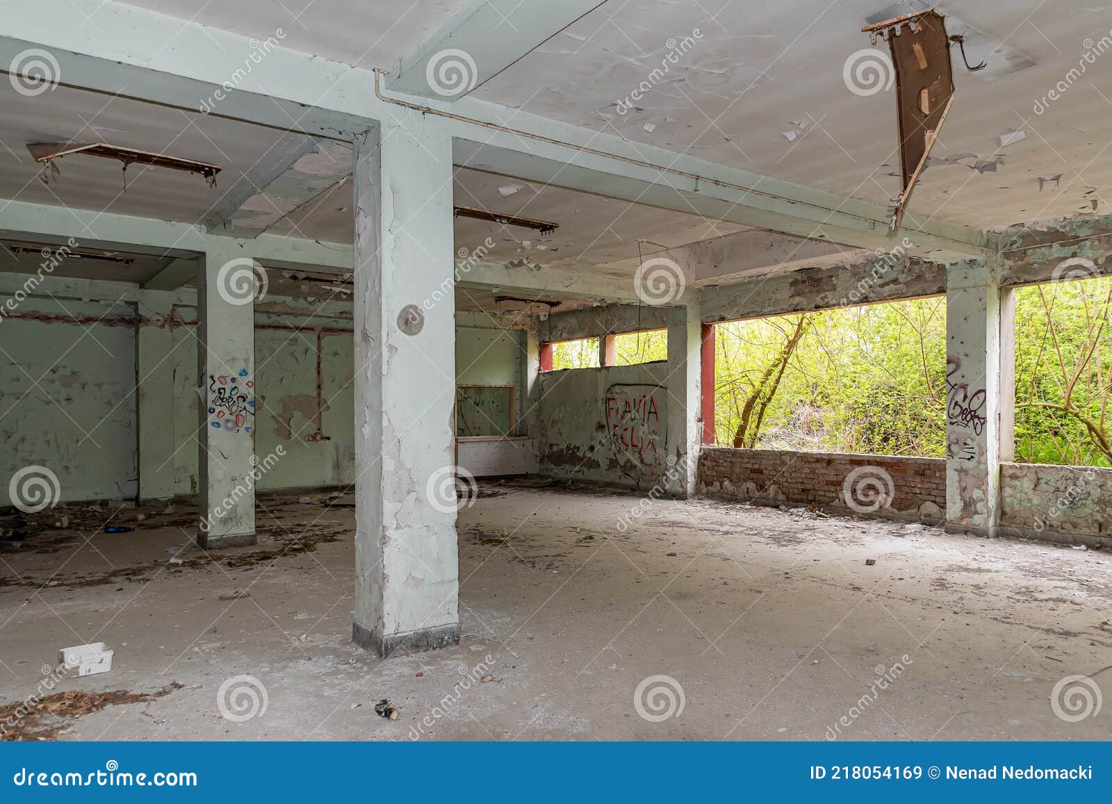 Inside View of a Deserted Run Down Building Stock Image - Image of ...