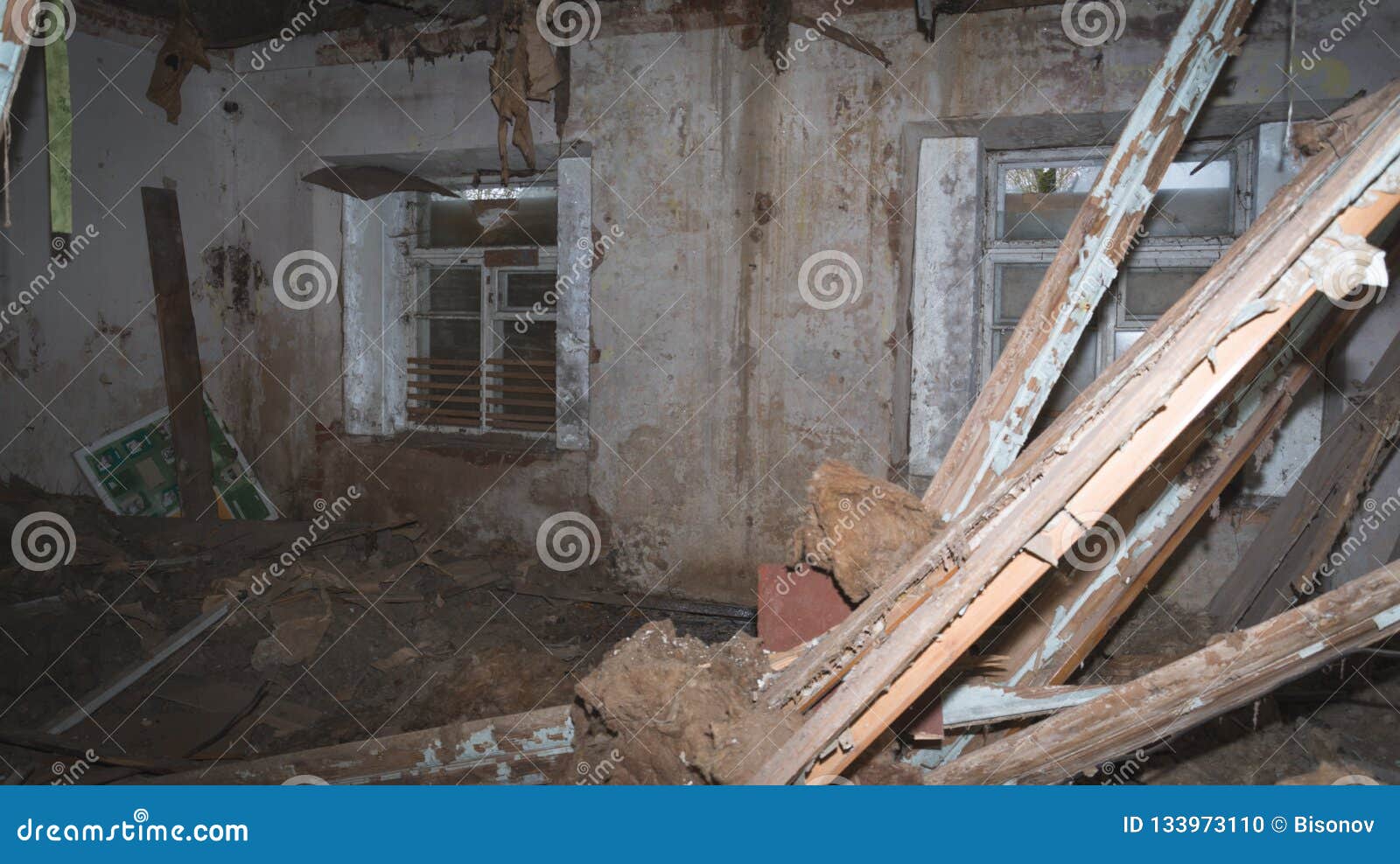Inside View of a Deserted Run Down Building Stock Photo - Image of ...