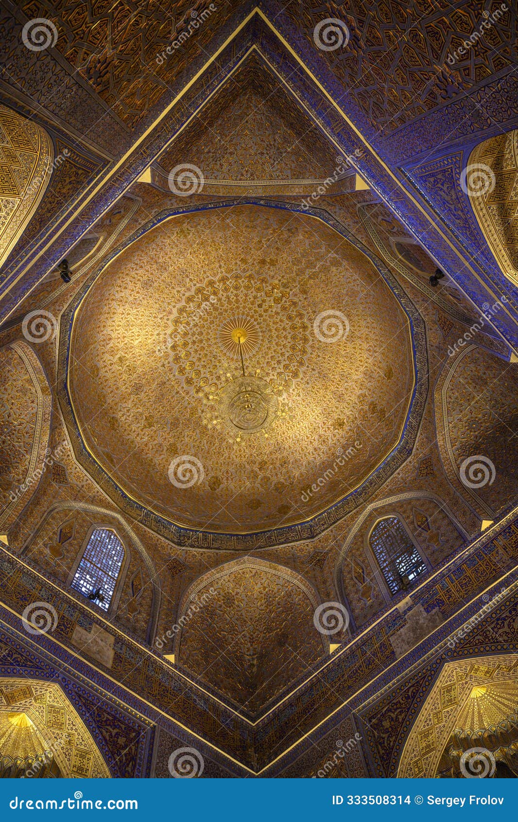 An Inside View of the Dome with Patterns Lined with Gold Tiles and ...