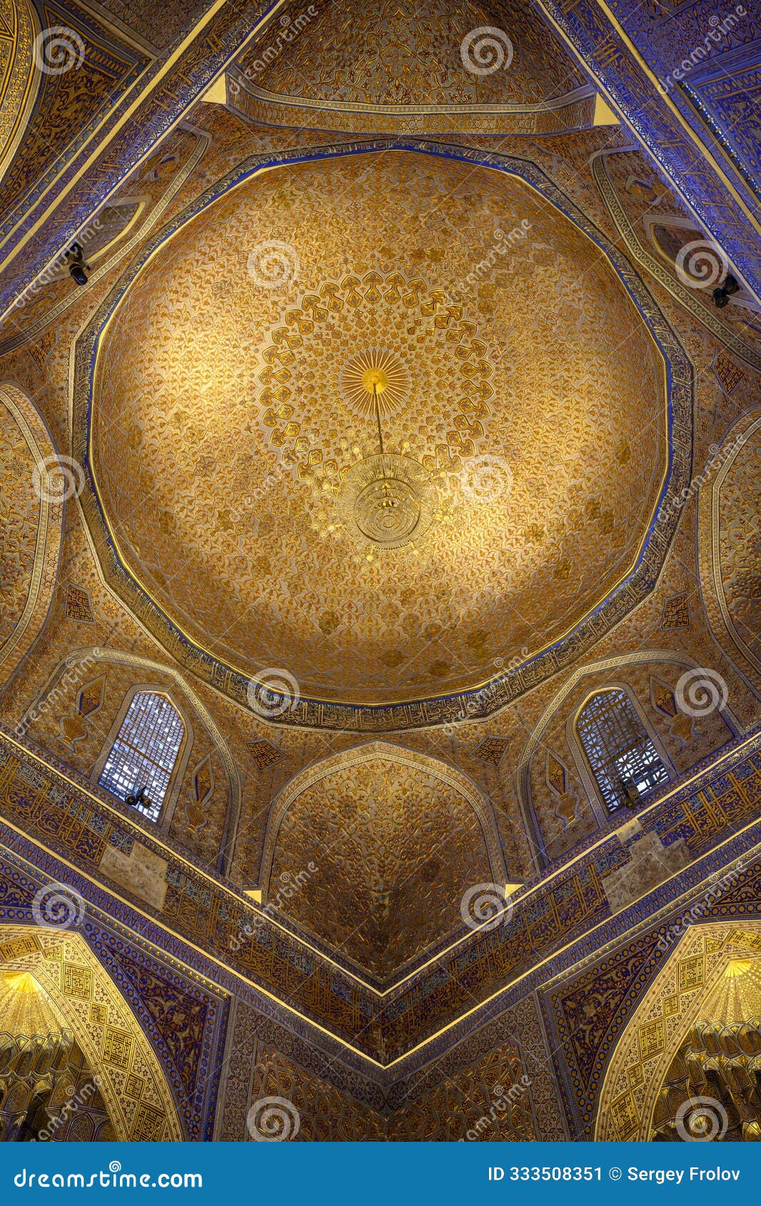An Inside View of the Dome with Patterns Lined with Gold Tiles and ...
