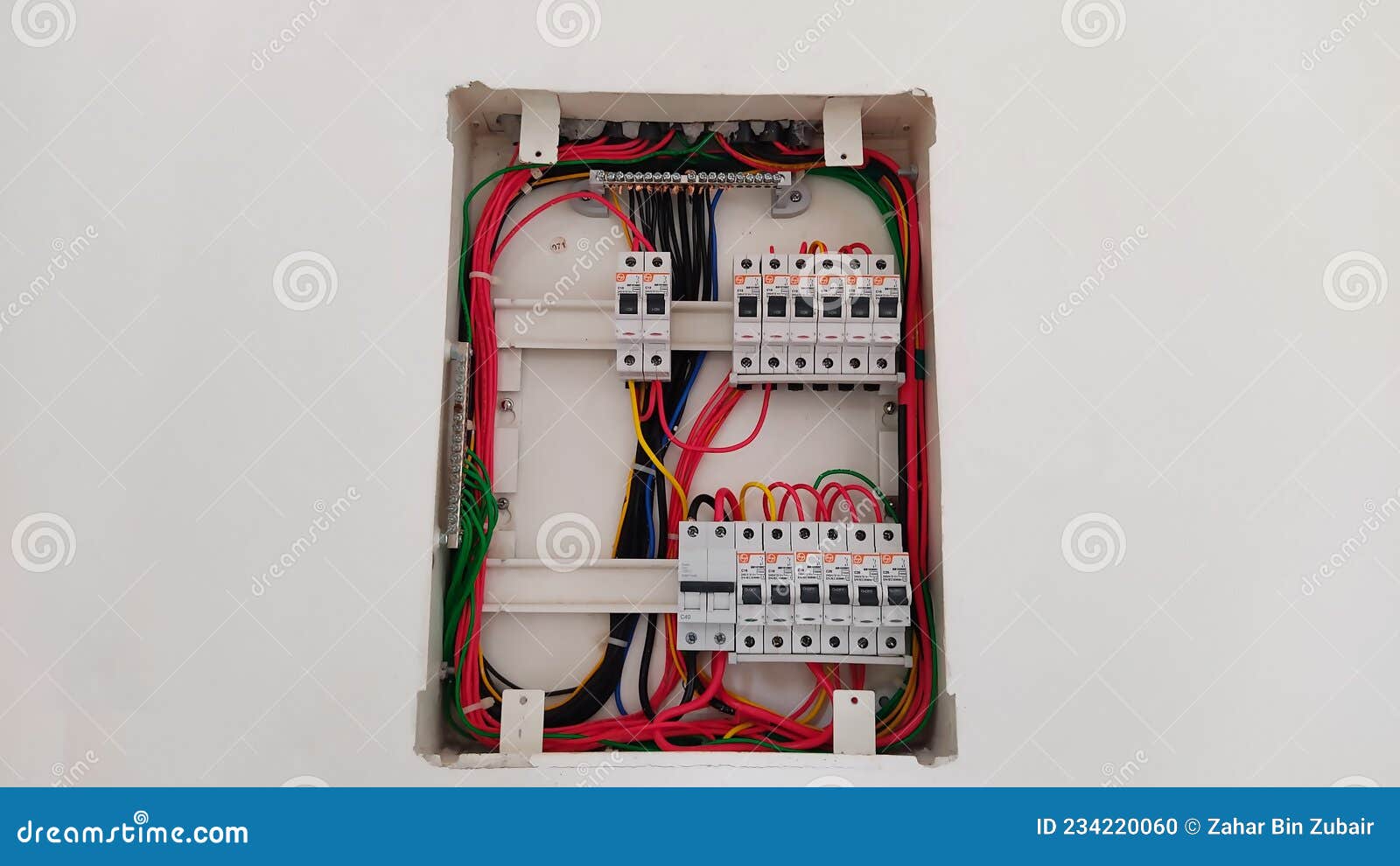 Inside View of an Electricity Distribution Board. Stock Photo - Image ...