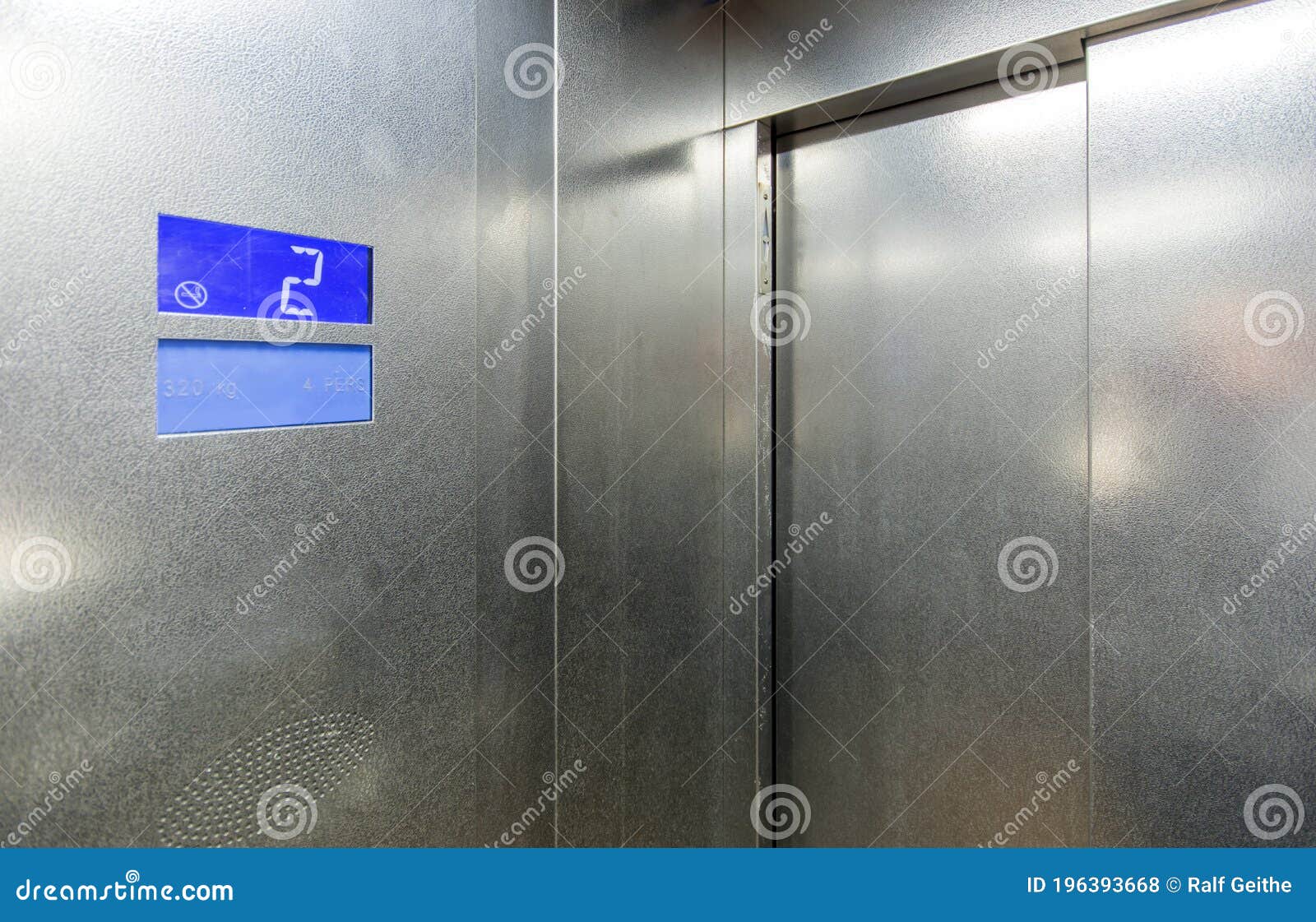 Narrow and Closed Elevator from Inside Stock Photo - Image of push ...