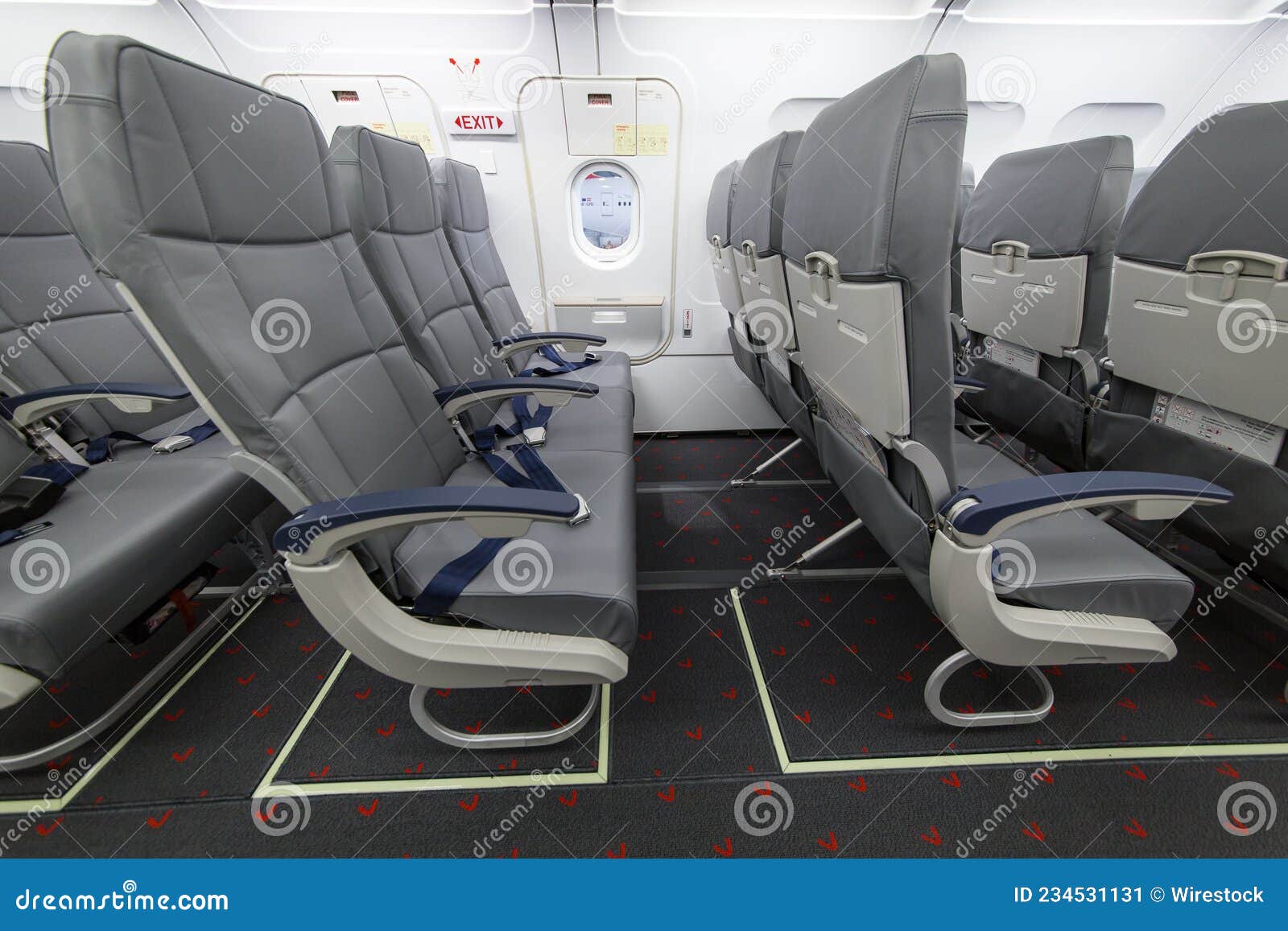 Inside View of Emergency Exit Row in Commercial Passenger Aircraft ...