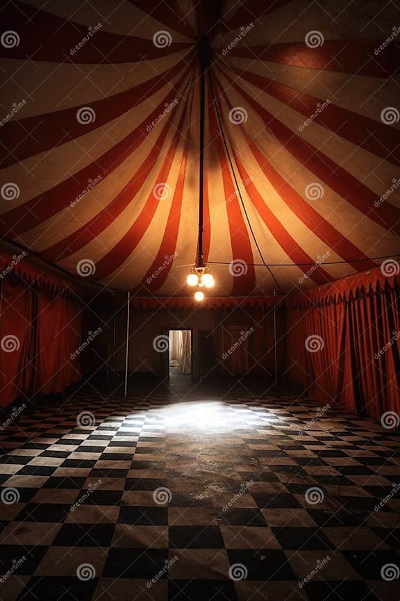 Inside View of Empty Circus Tent with Spotlight Stock Illustration ...