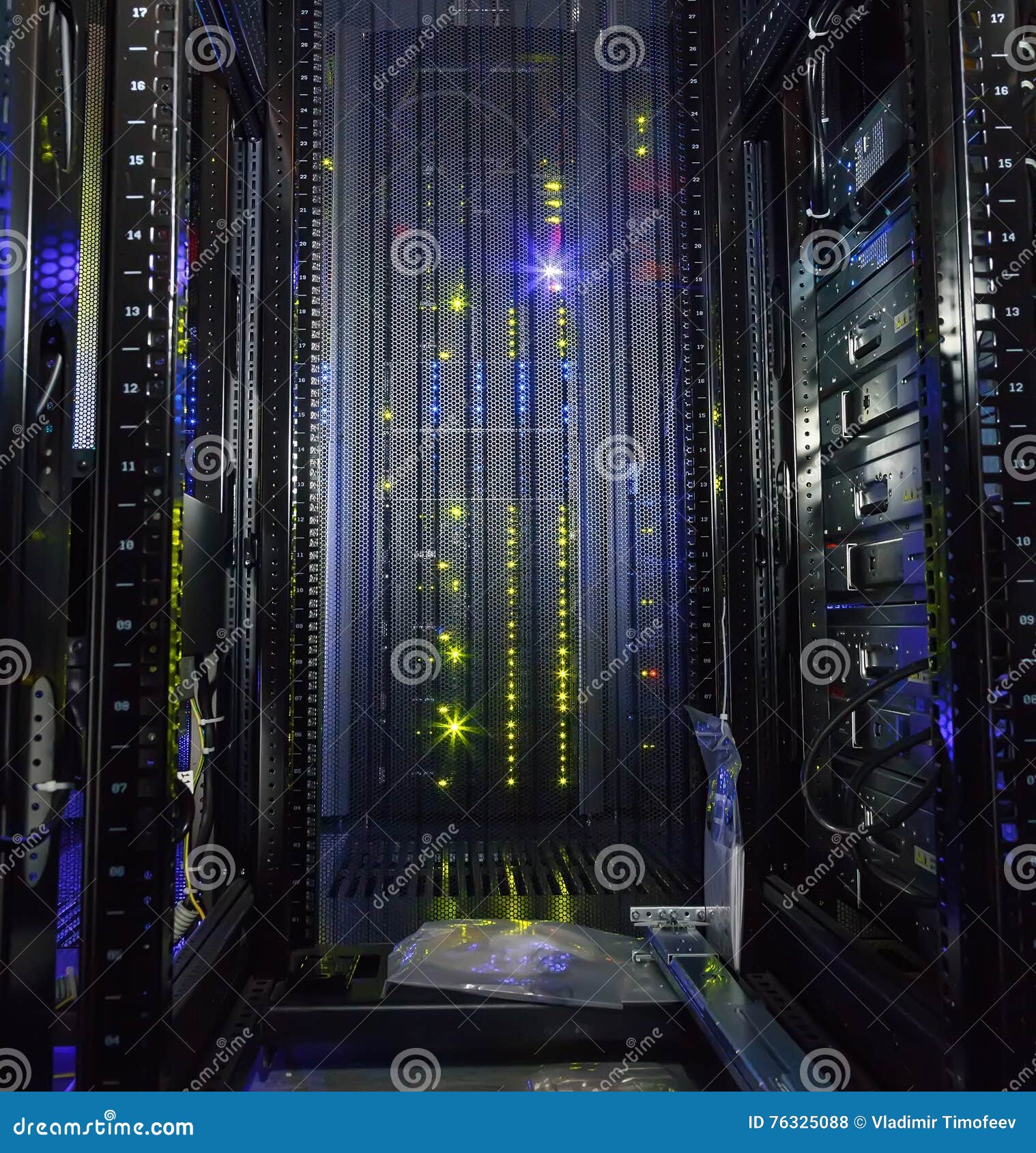 Inside View of Empty Rack Modern Supercomputer Data Center Stock Photo ...