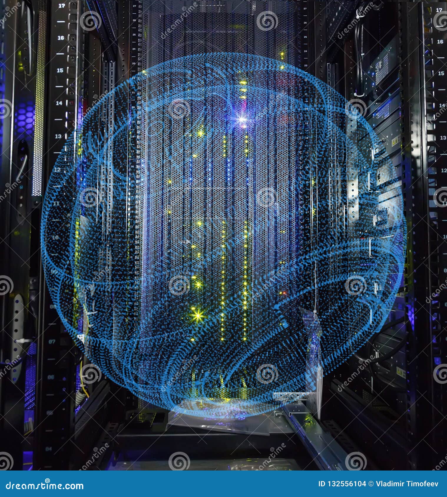 Inside View of Empty Rack Modern Supercomputer Data Center Stock Photo ...