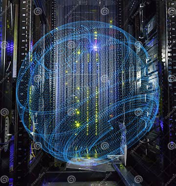 Inside View of Empty Rack Modern Supercomputer Data Center Stock Photo ...