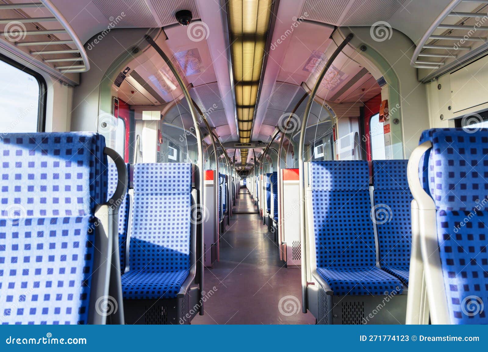 Inside View with Empty Seats of a Train Stock Image - Image of public ...
