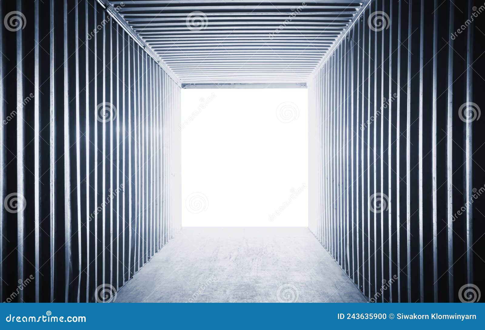 Inside View of Empty Shipping Cargo Container. Dark Space Abstract ...