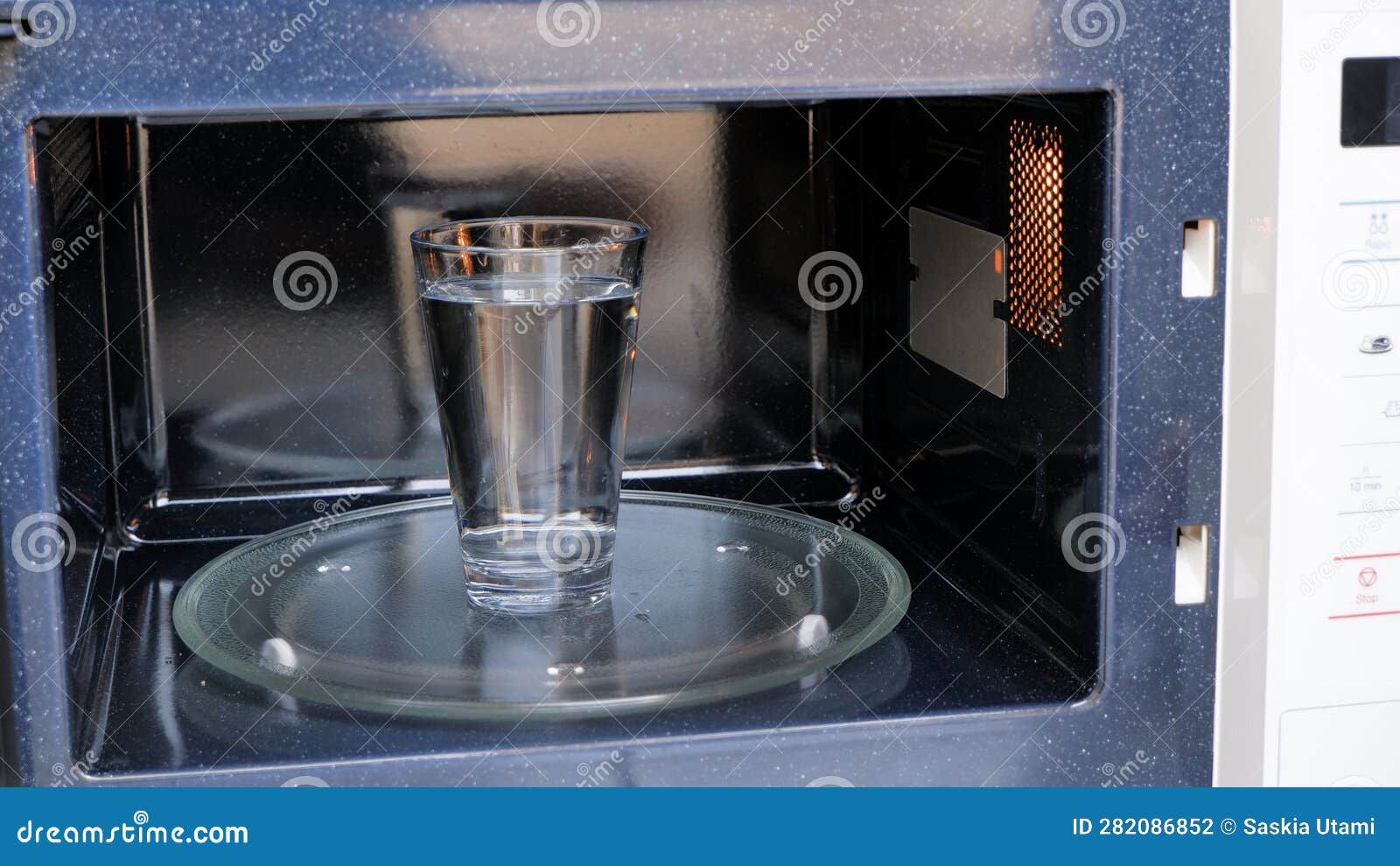 Inside View of a Glass of Water Heating in the Microwave Stock Photo ...