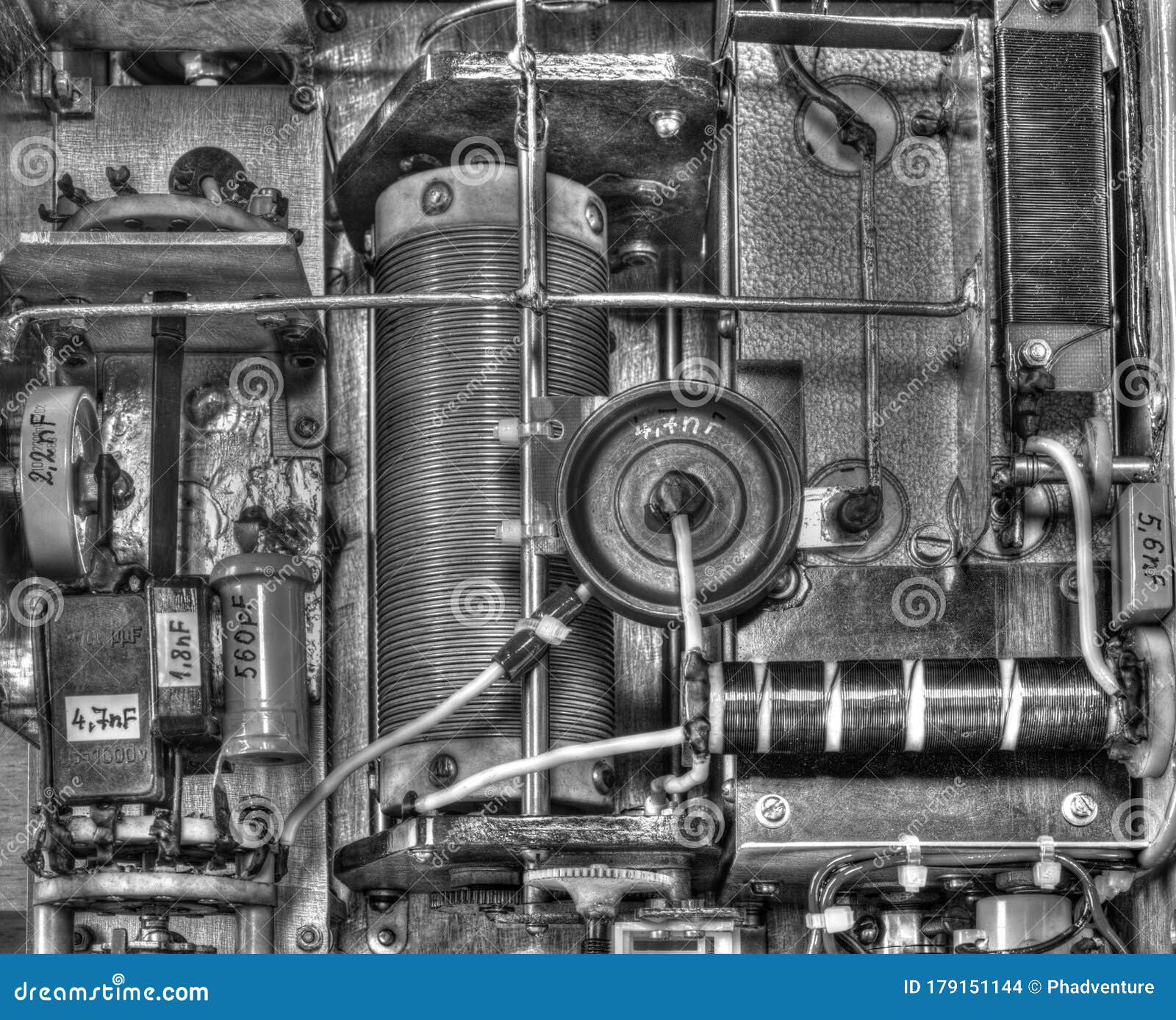Inside View of High Frequency Power Amplifier in Black and White Stock ...