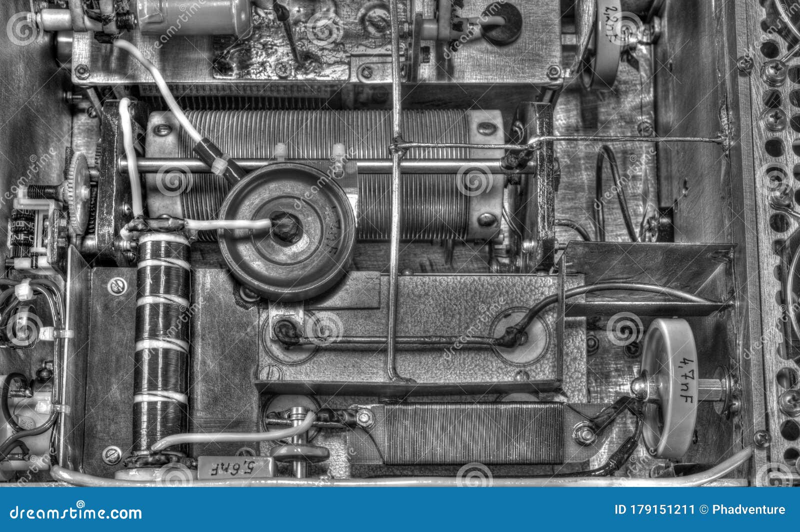 Inside View of High Frequency Power Amplifier in Black and White Stock ...
