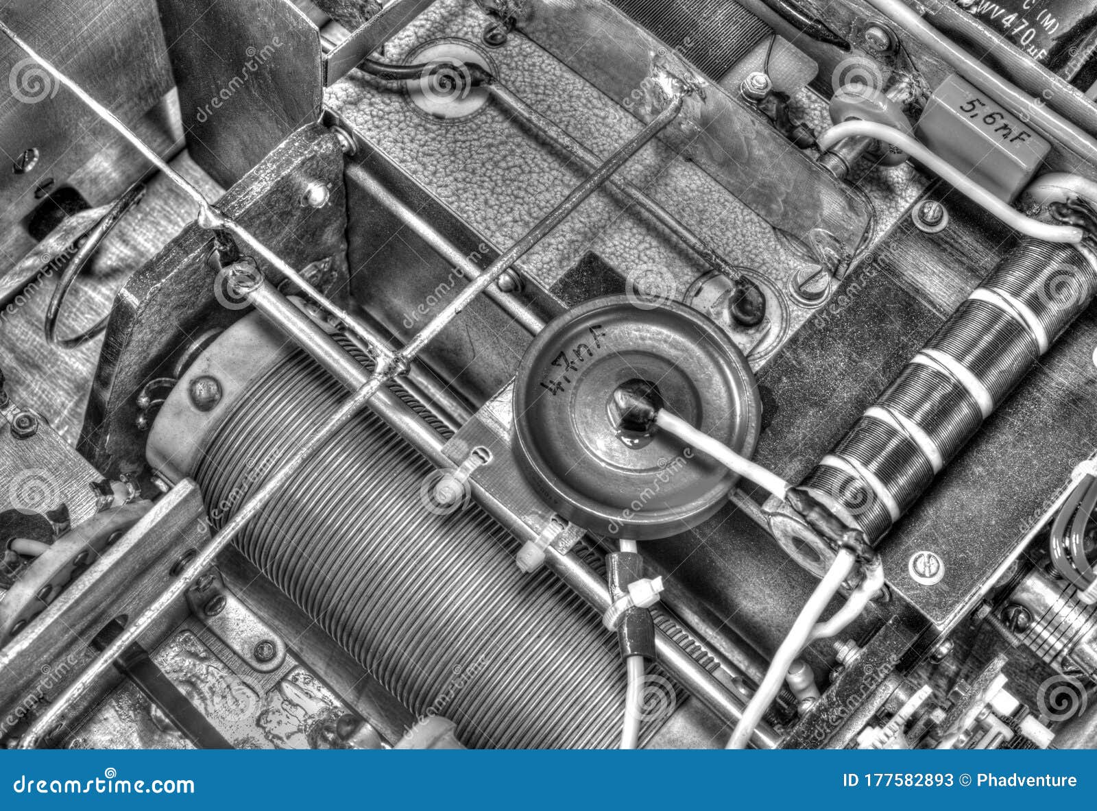 Inside View of High Frequency Power Amplifier in Black and White Stock ...