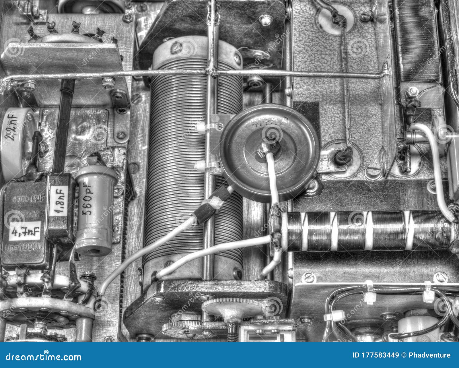 Inside View of High Frequency Power Amplifier in Black and White Stock ...