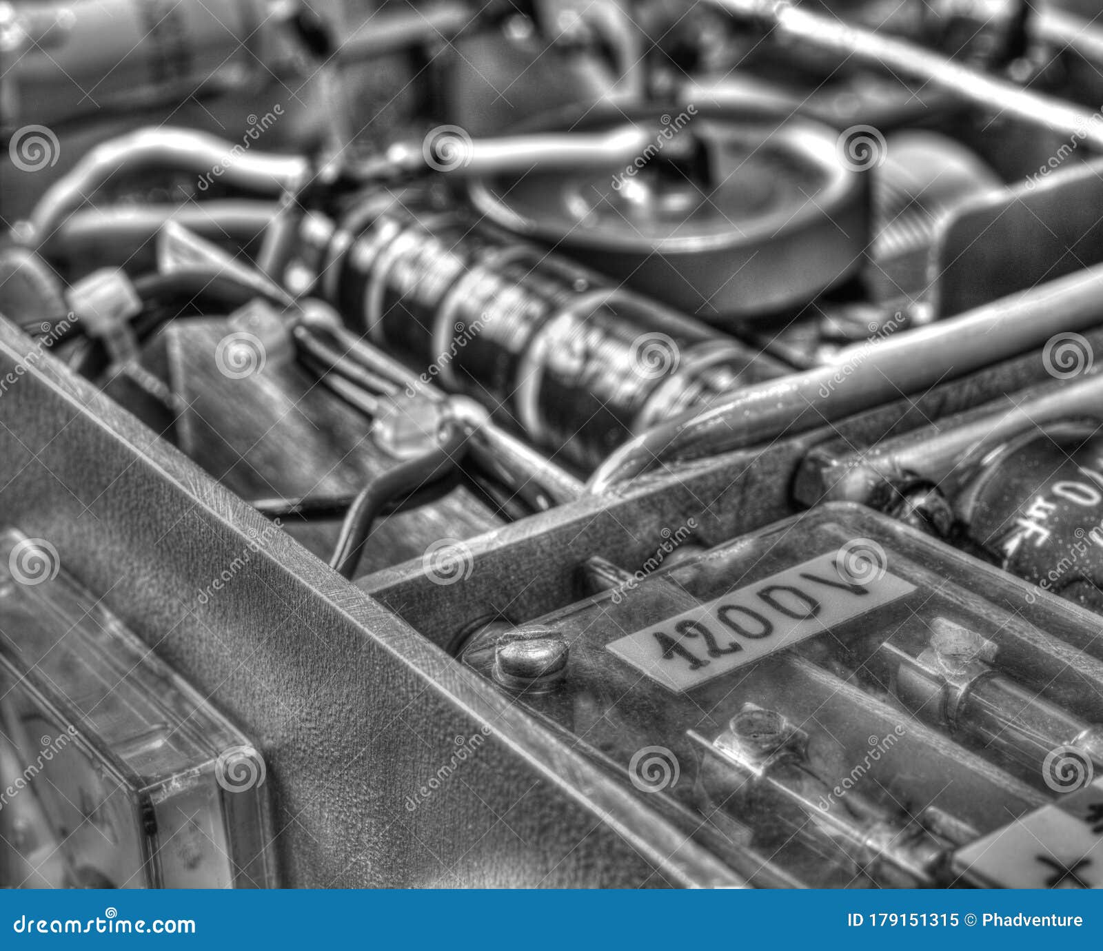Inside View of High Frequency Power Amplifier in Black and White Stock ...