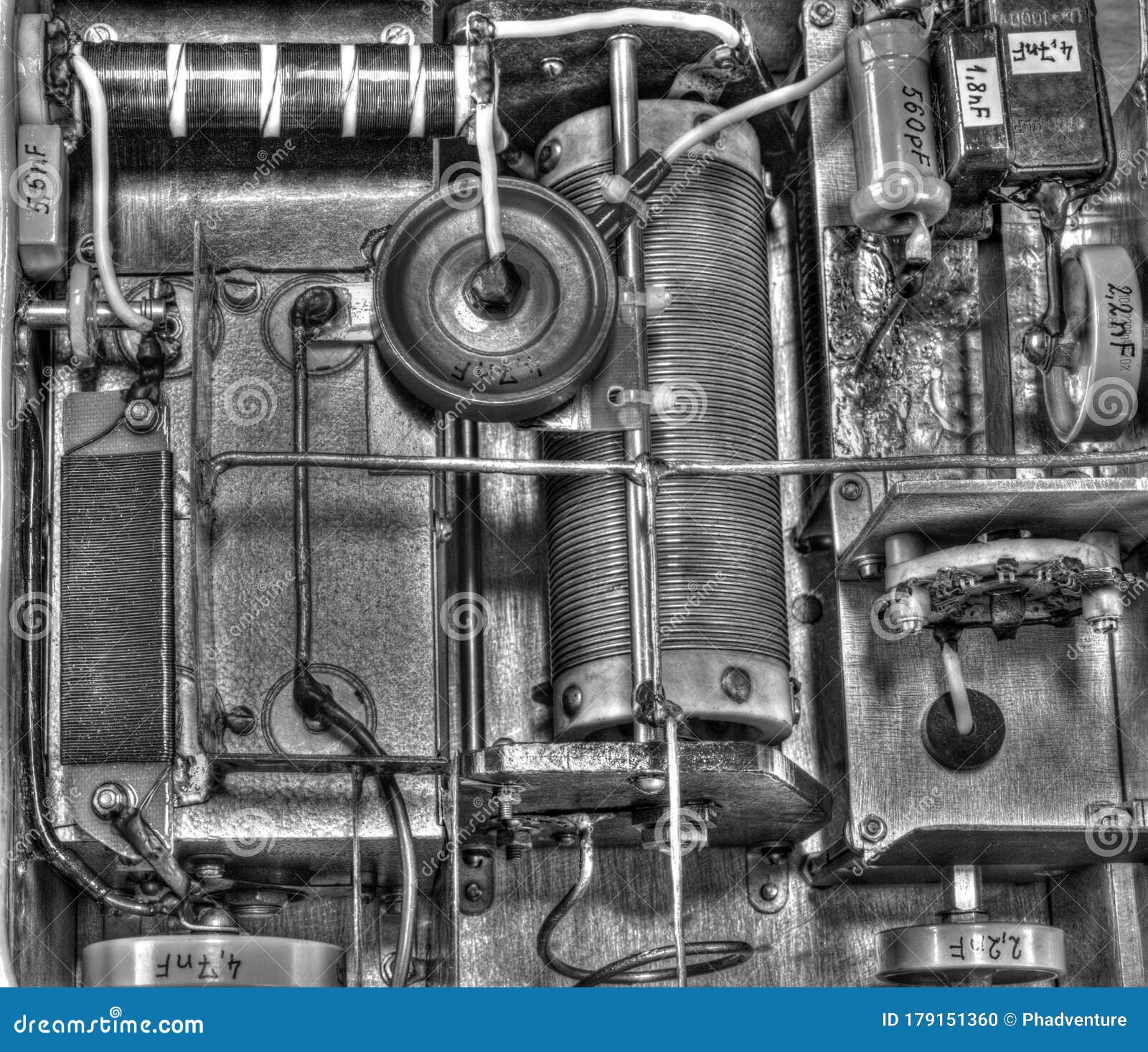 Inside View of High Frequency Power Amplifier in Black and White Stock ...