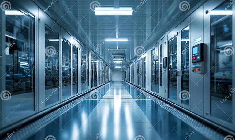 Inside View of a High-tech Microchip Manufacturing Facility, Technology ...