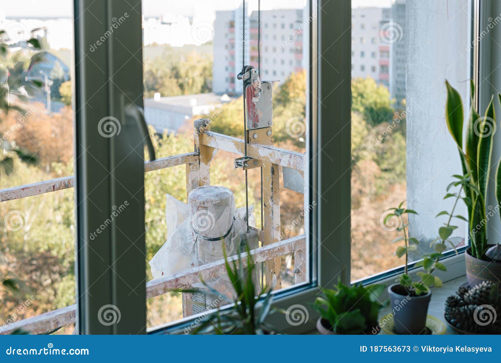 Inside View of a House through a Window on a Workplace for Practicing ...