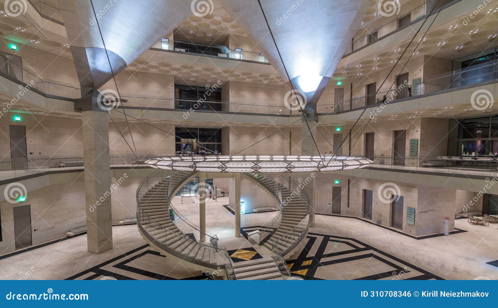 Inside View of the Iconic Museum of Islamic Art Building Timelapse ...