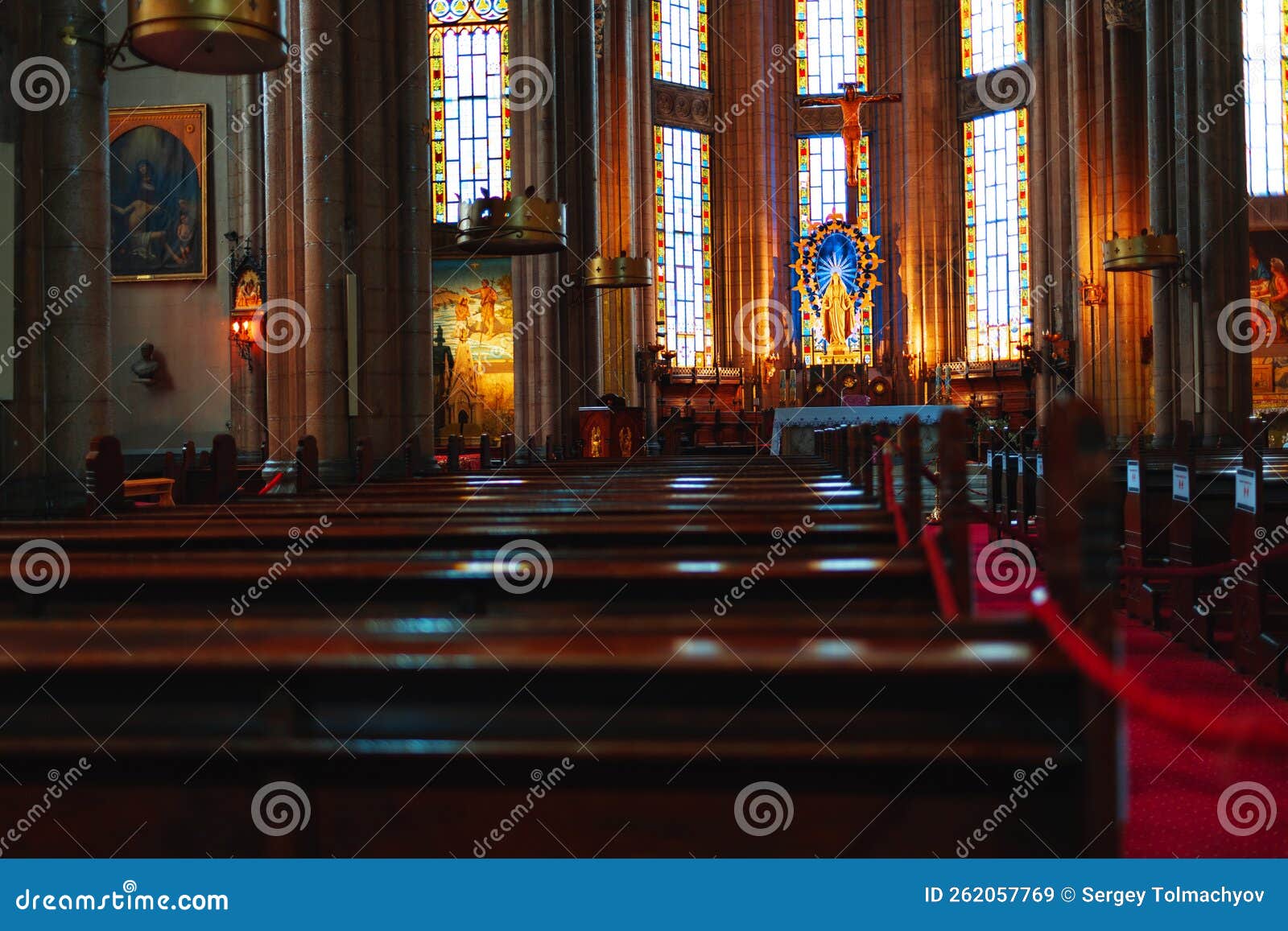 Inside View Interior of Empty Catholic Cathedral. Editorial Stock Image ...