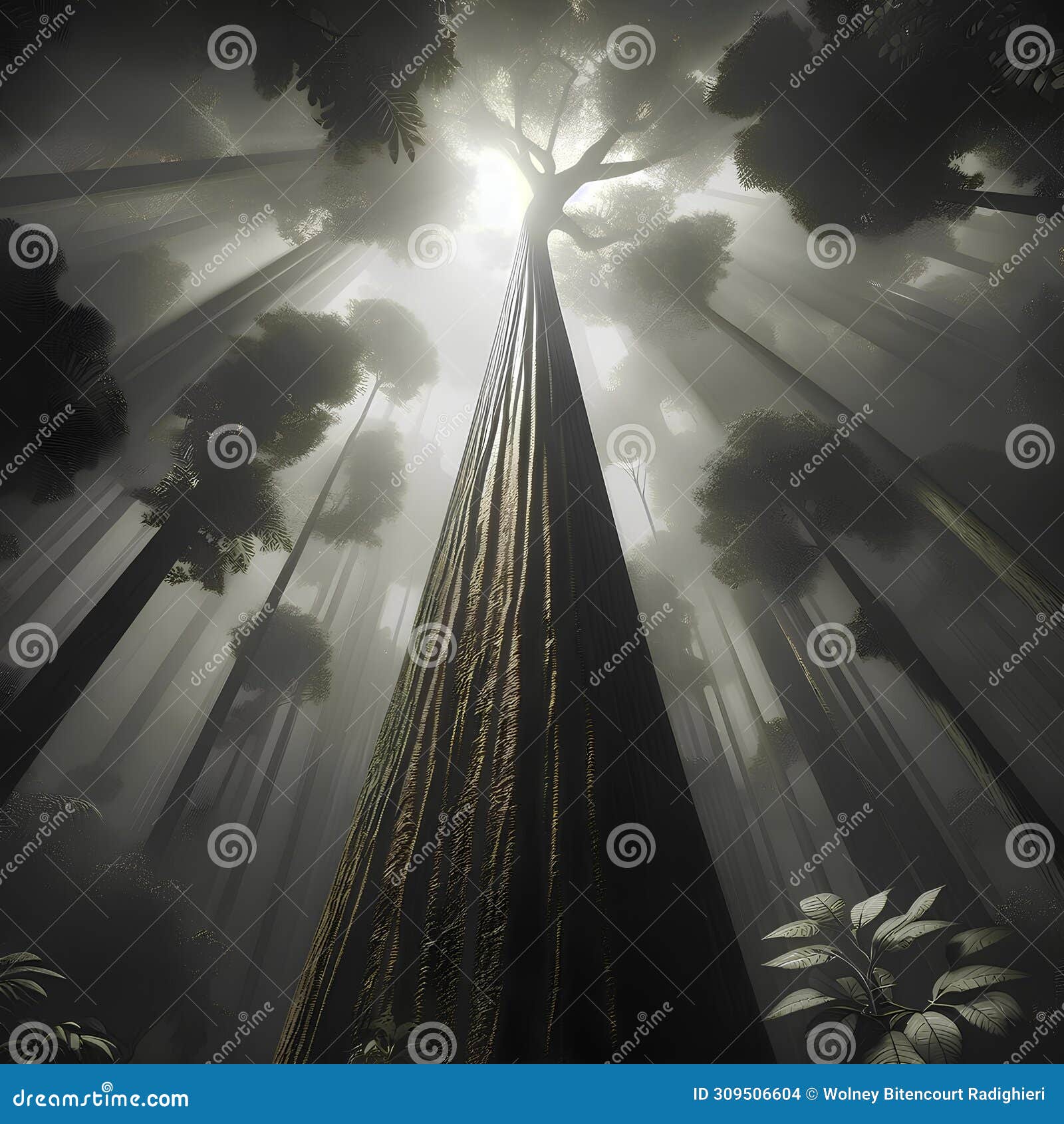 Giant Trees in the Amazon Rainforest Stock Illustration - Illustration ...