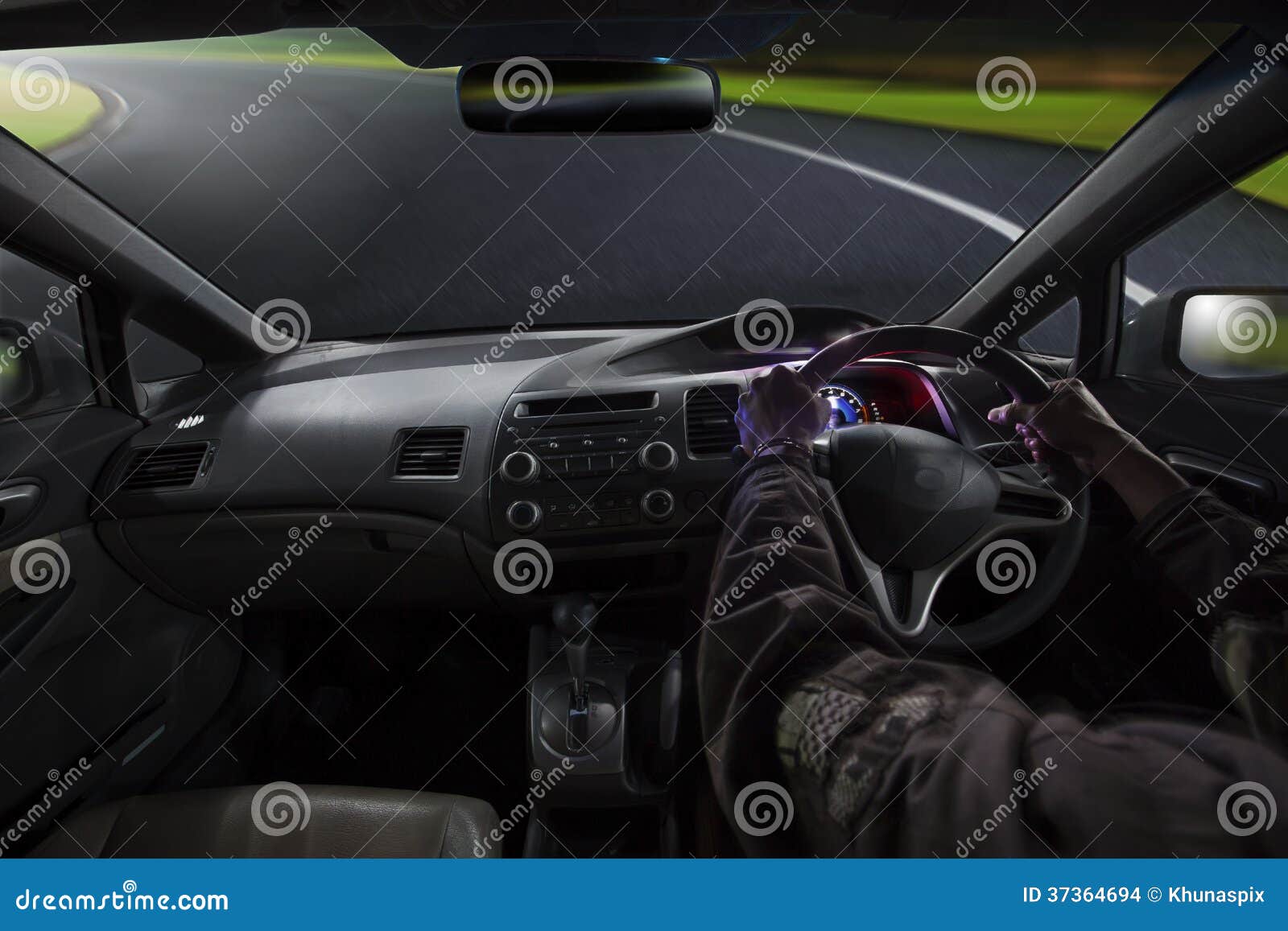 Inside View of Man Driving Passenger Car on Sharp Curve Mountain Stock ...