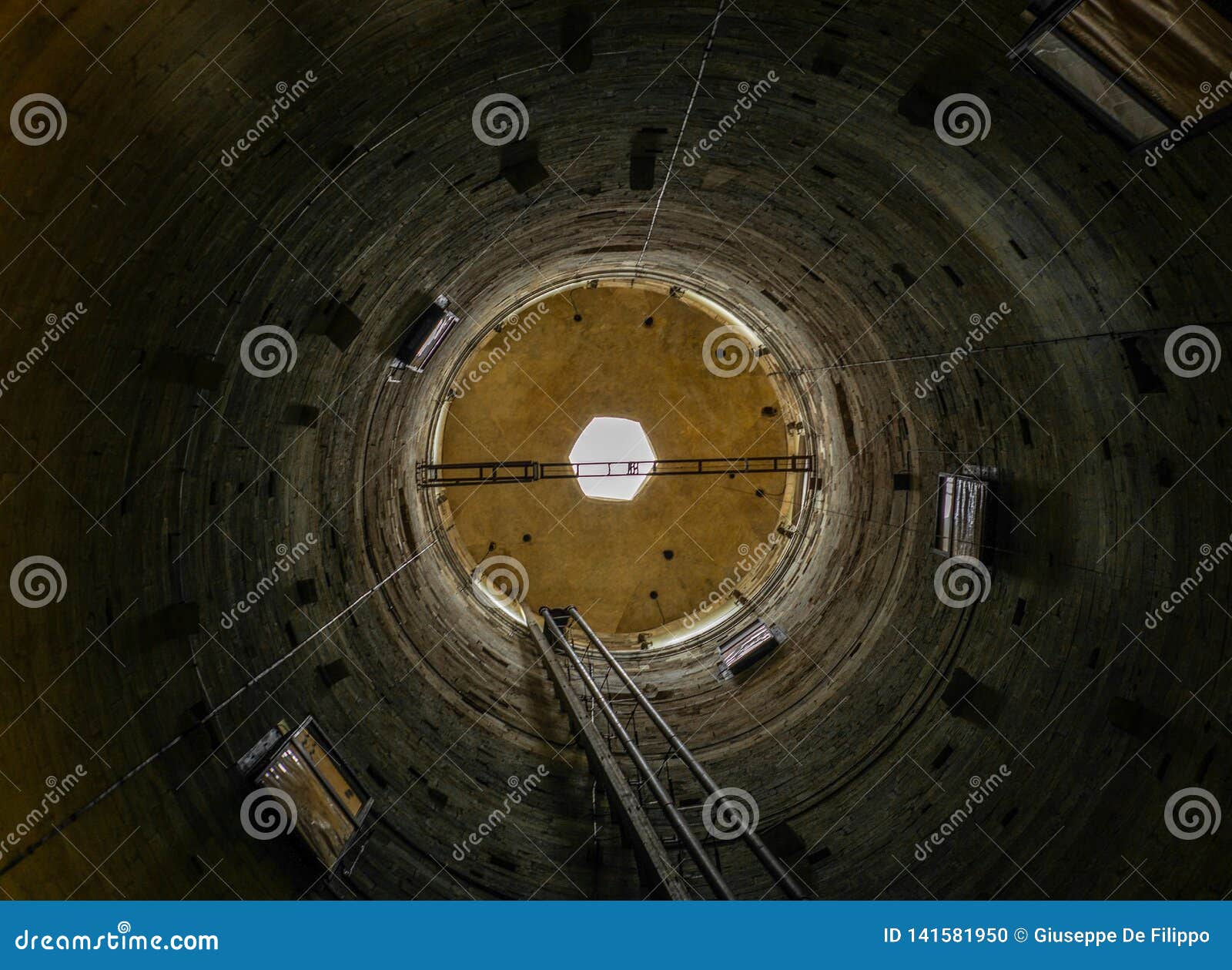 The Inside View of a Medieval Circular Tower in Tuscany Stock Photo ...