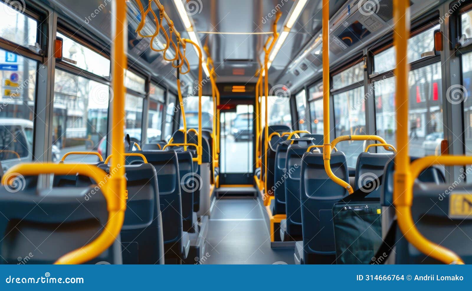 Inside View of a Public Transit Bus Stock Photo - Image of windows ...